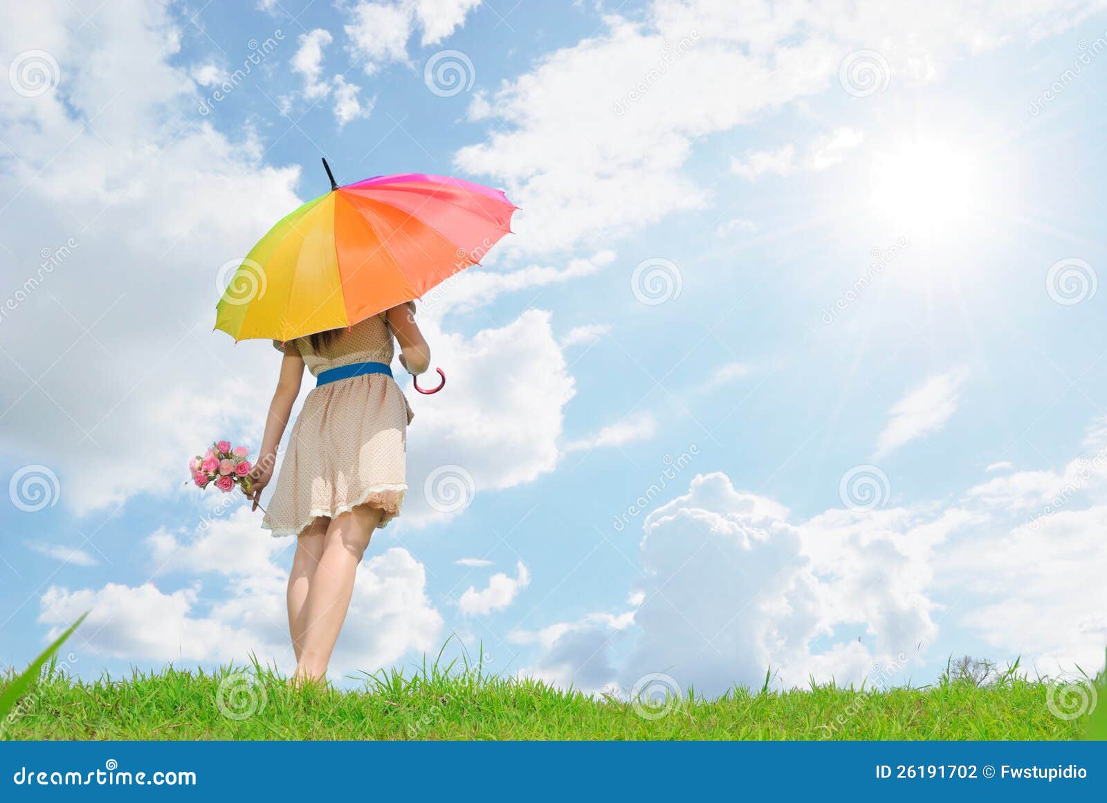 Umbrella Woman Wait for Someone and Cloud Sky Stock Photo - Image of ...