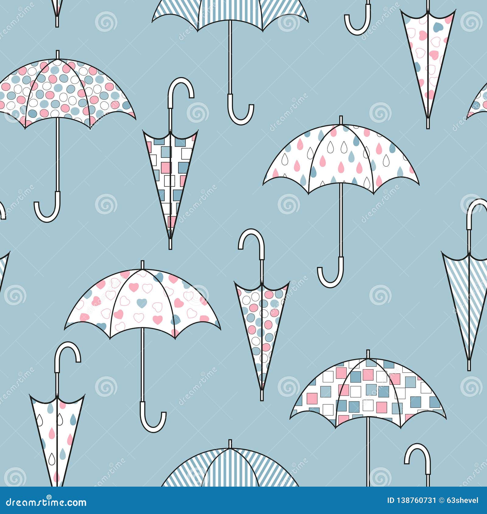 Umbrellas with Different Color Patterns. Seamless Vector Illustration ...
