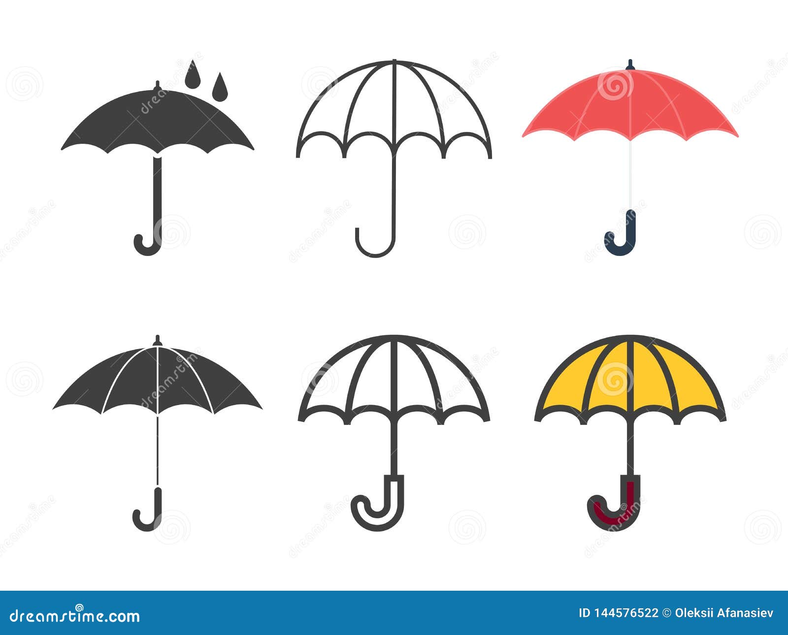 Umbrellas icons set stock vector. Illustration of element - 144576522