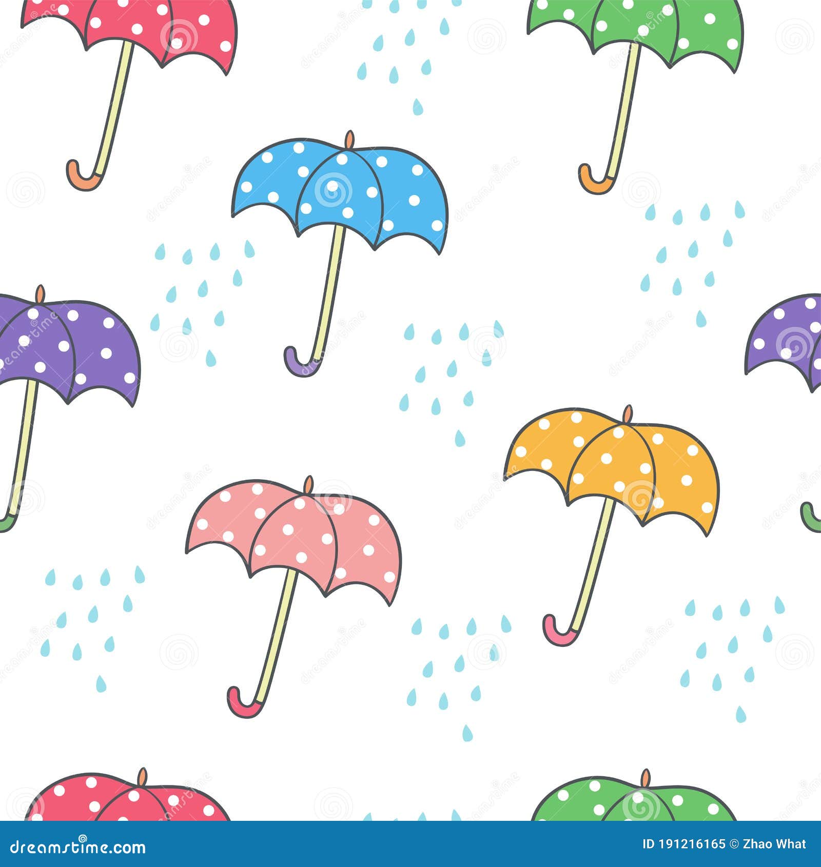 Umbrellas of Various Colors - Seamless Pattern Stock Vector ...
