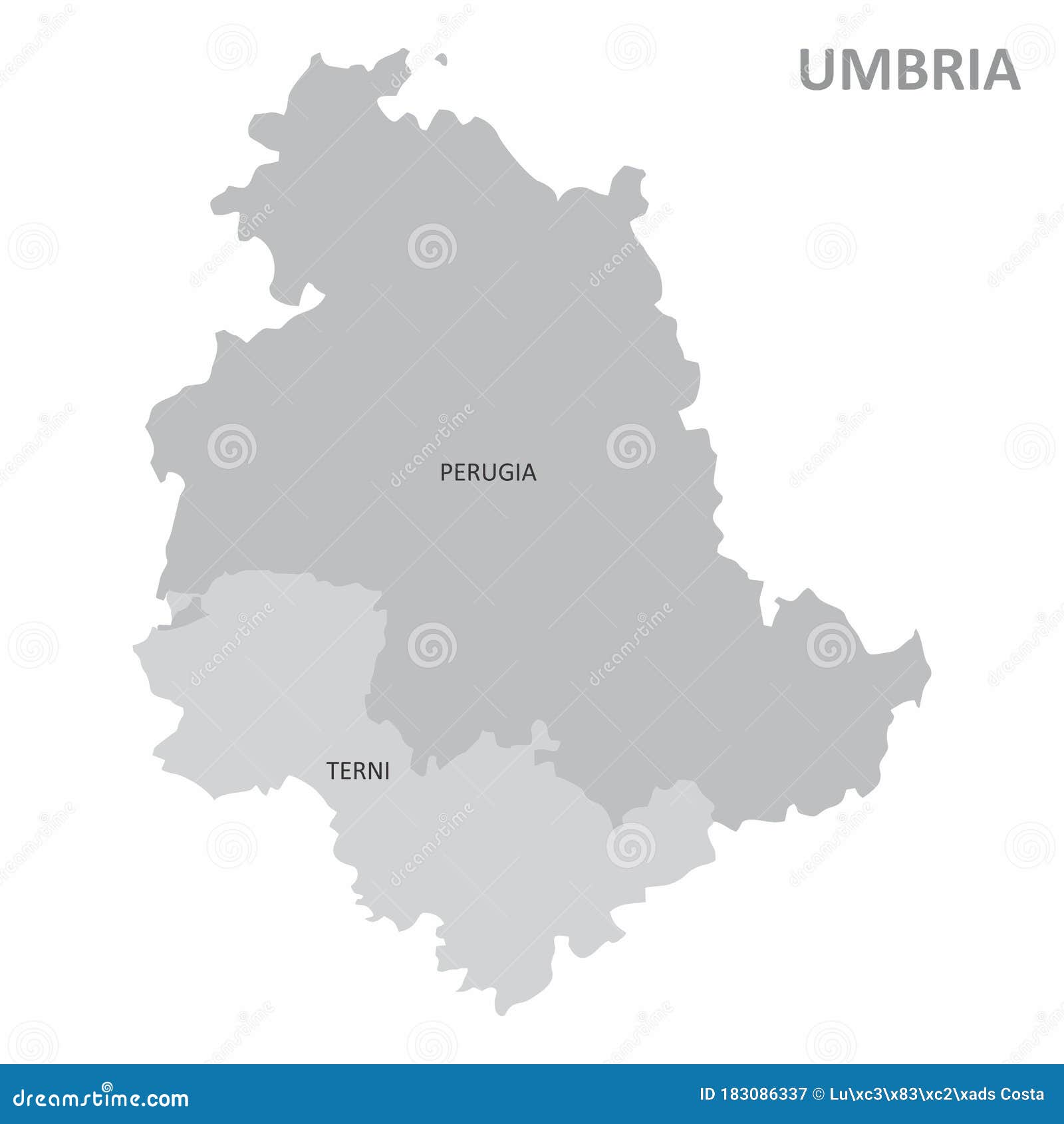 Umbria region map stock illustration. Illustration of italian - 183086337