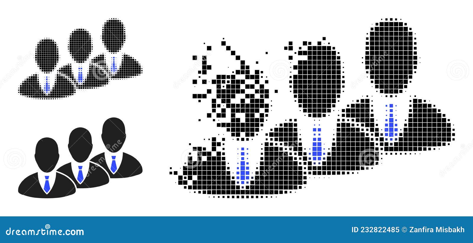 Umzug Der Gepixelten Manager-Teamglyph Mit Halbfton-Version Vektor ...