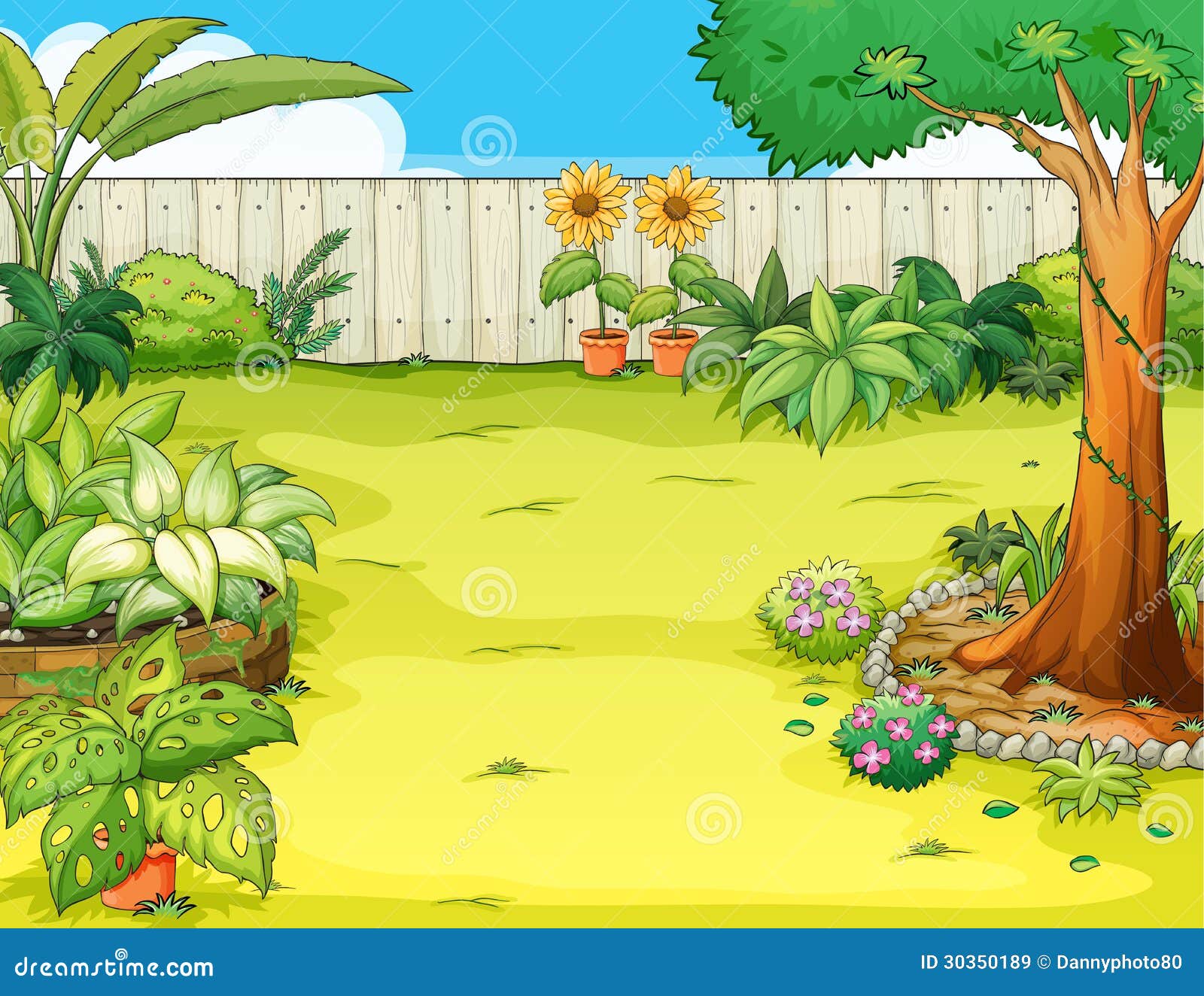 Un beau jardin illustration de vecteur. Illustration du horizontal ...