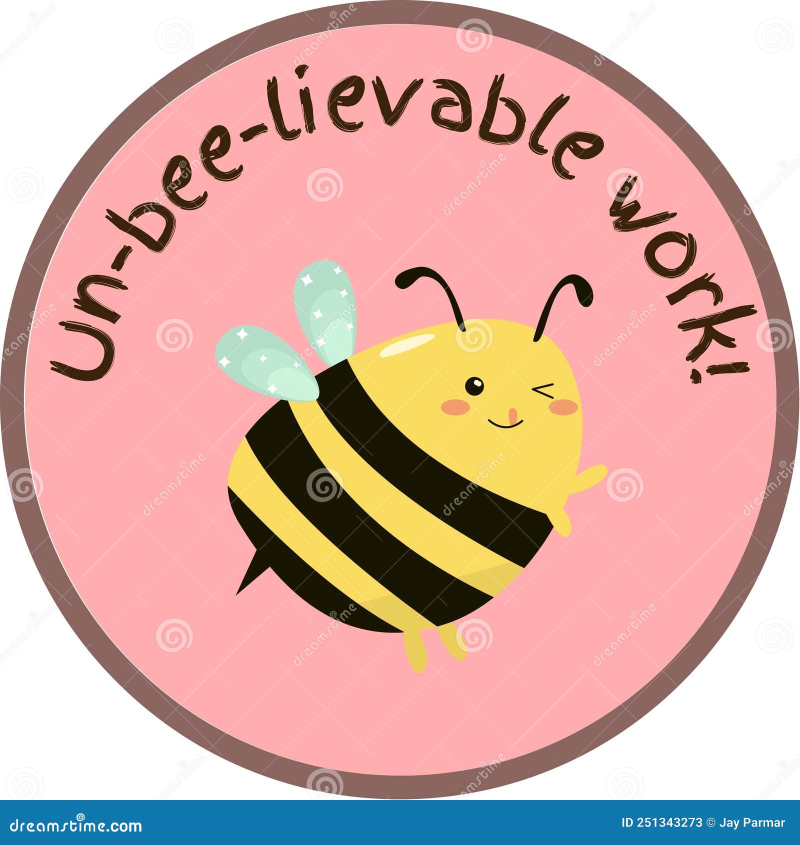 Un-bee-lievable Work Cute Round Pun Sticker Stock Illustration ...