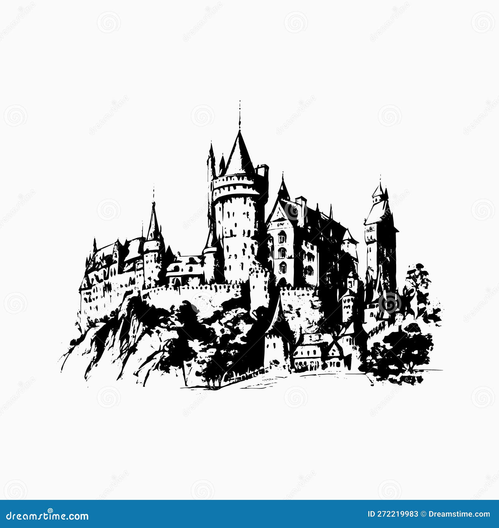 Un Boceto De Un Castillo Medieval Dibujado En Forma De Boceto ...