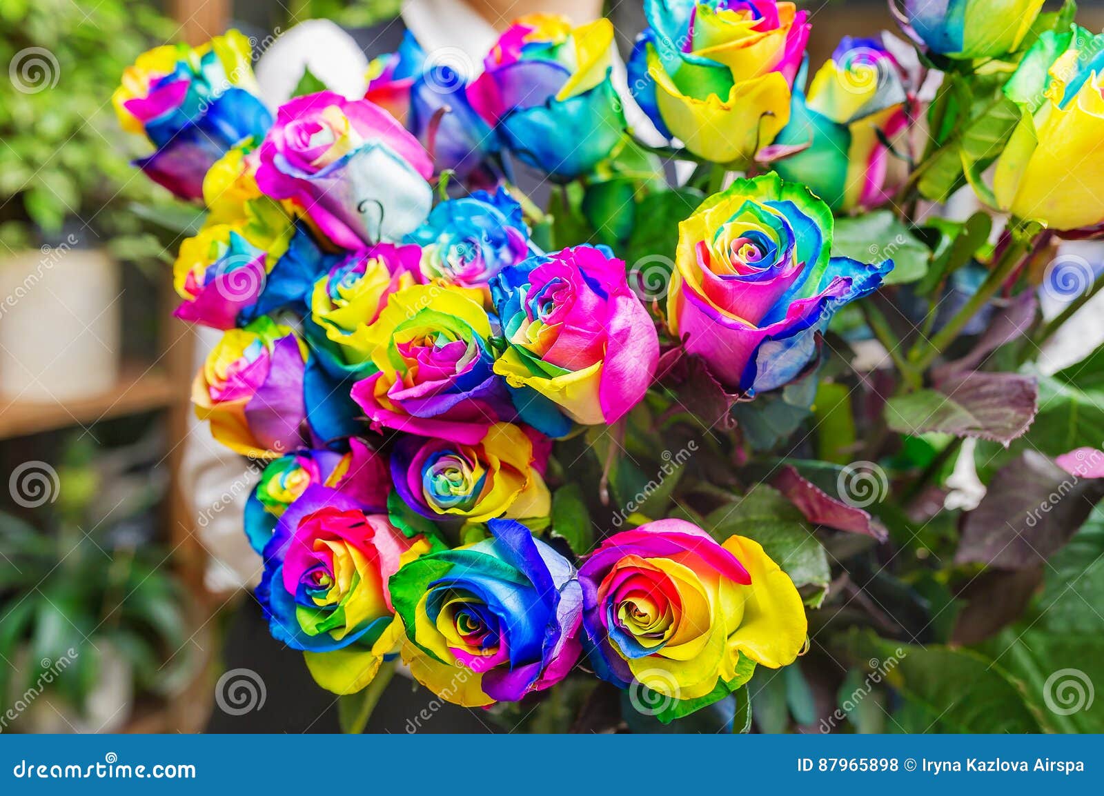 Un Bouquet Des Roses Multicolores Configuration Florale Photo stock ...