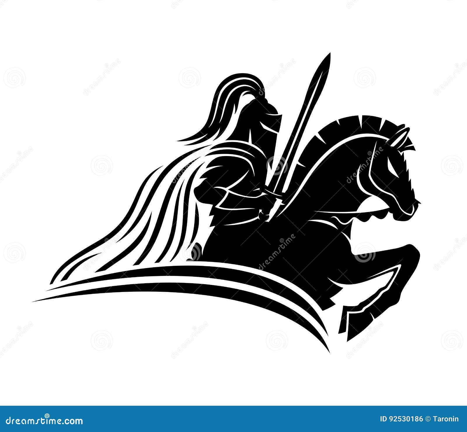 Un caballero en un caballo ilustración del vector. Ilustración de ...