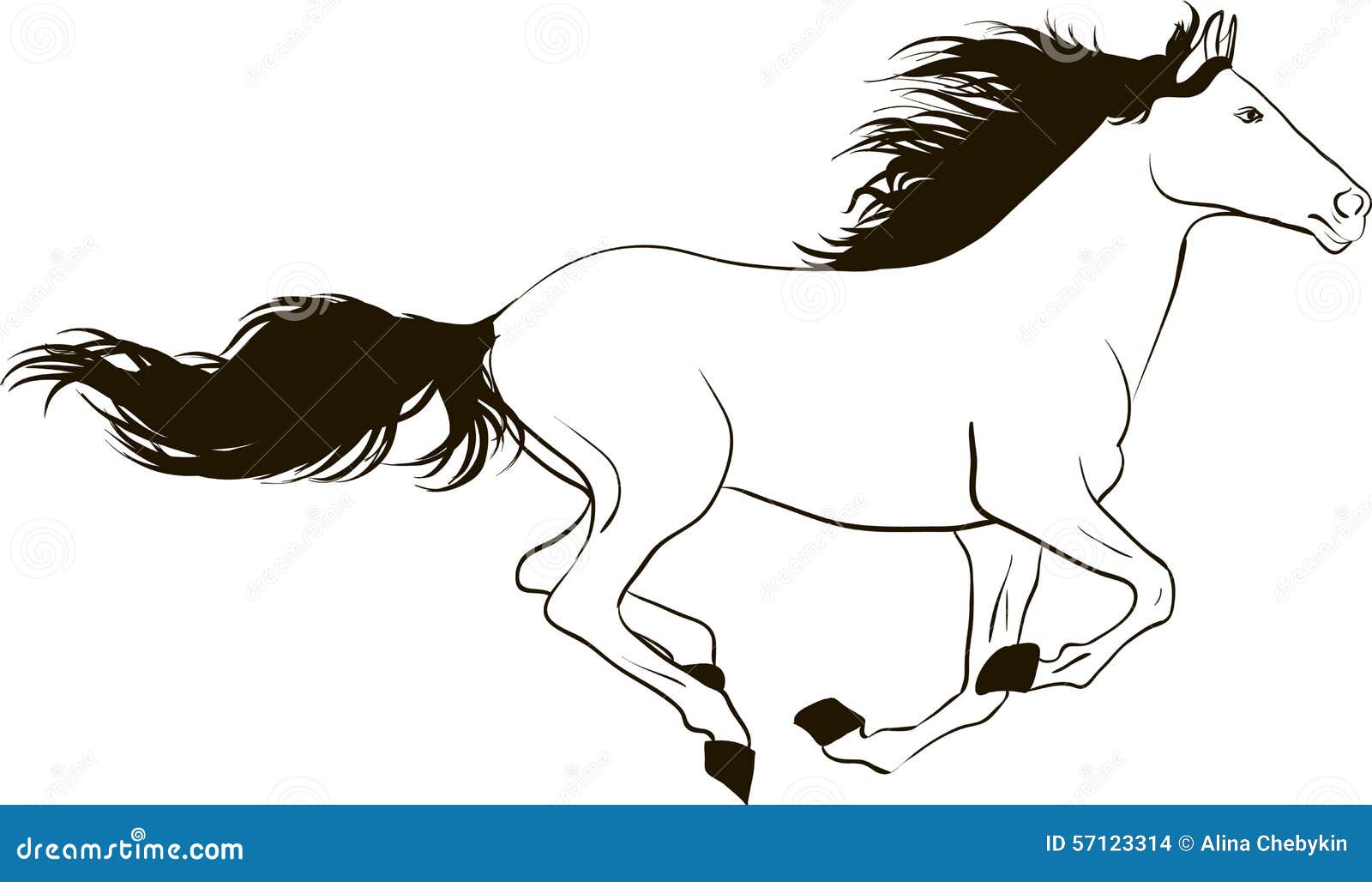Un caballo corre ilustración del vector. Ilustración de pasto - 57123314