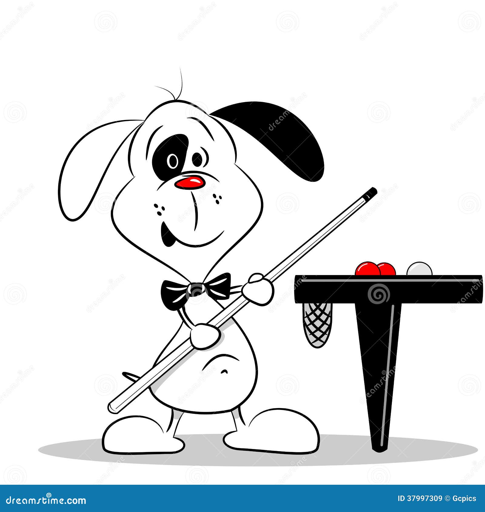 Un Chien De Bande Dessinée Avec Une Queue De Billard Illustration de ...