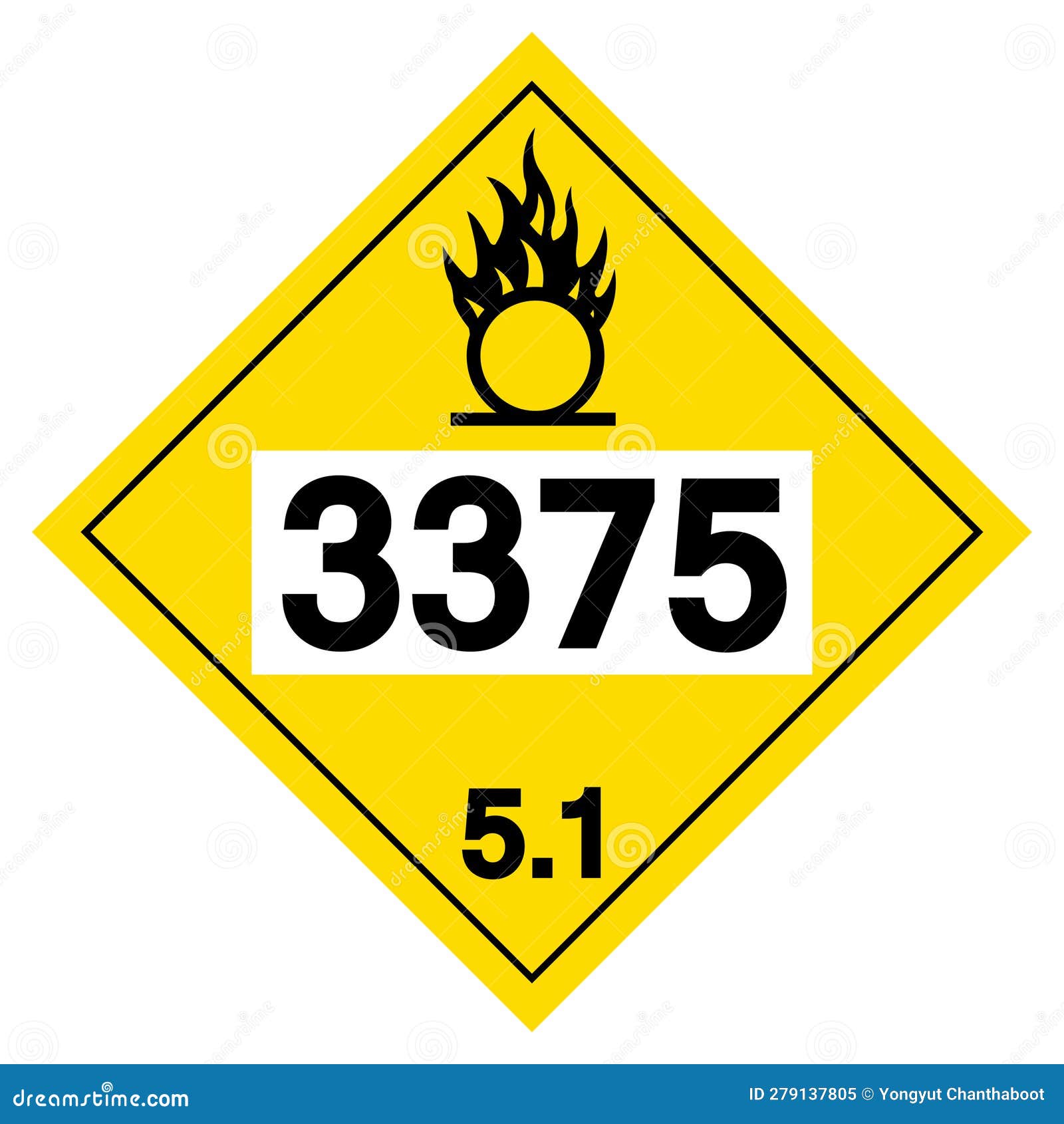 UN3375 Class 5.1 Ammonium Nitrate Symbol Sign, Vector Illustration ...