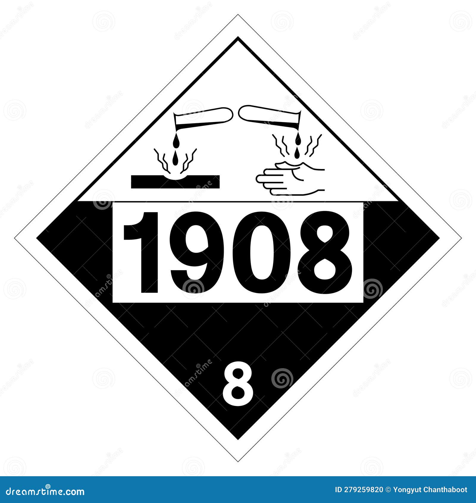 UN1908 Class 8 Chlorite Solution Symbol Sign, Vector Illustration ...