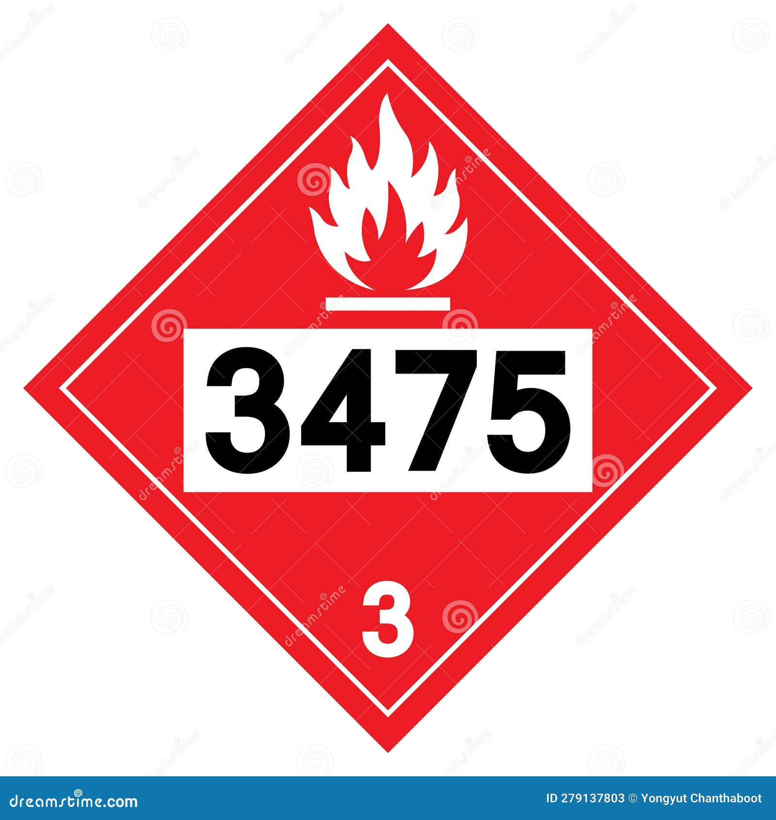 Class 3 Gasoline UN1203 Symbol Sign, Vector Illustration, Isolate On ...