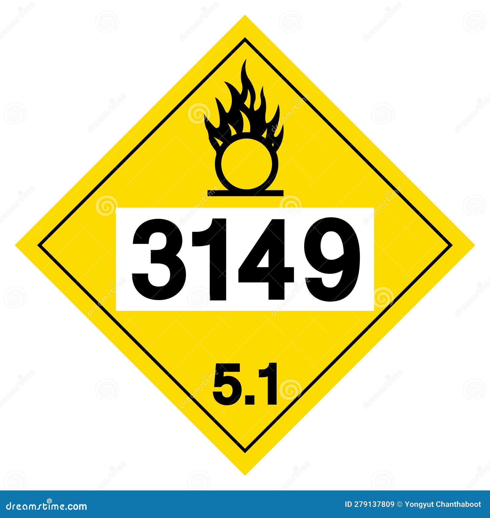 UN3149 Class 5.1 Hydrogen Peroxide Symbol Sign, Vector Illustration ...