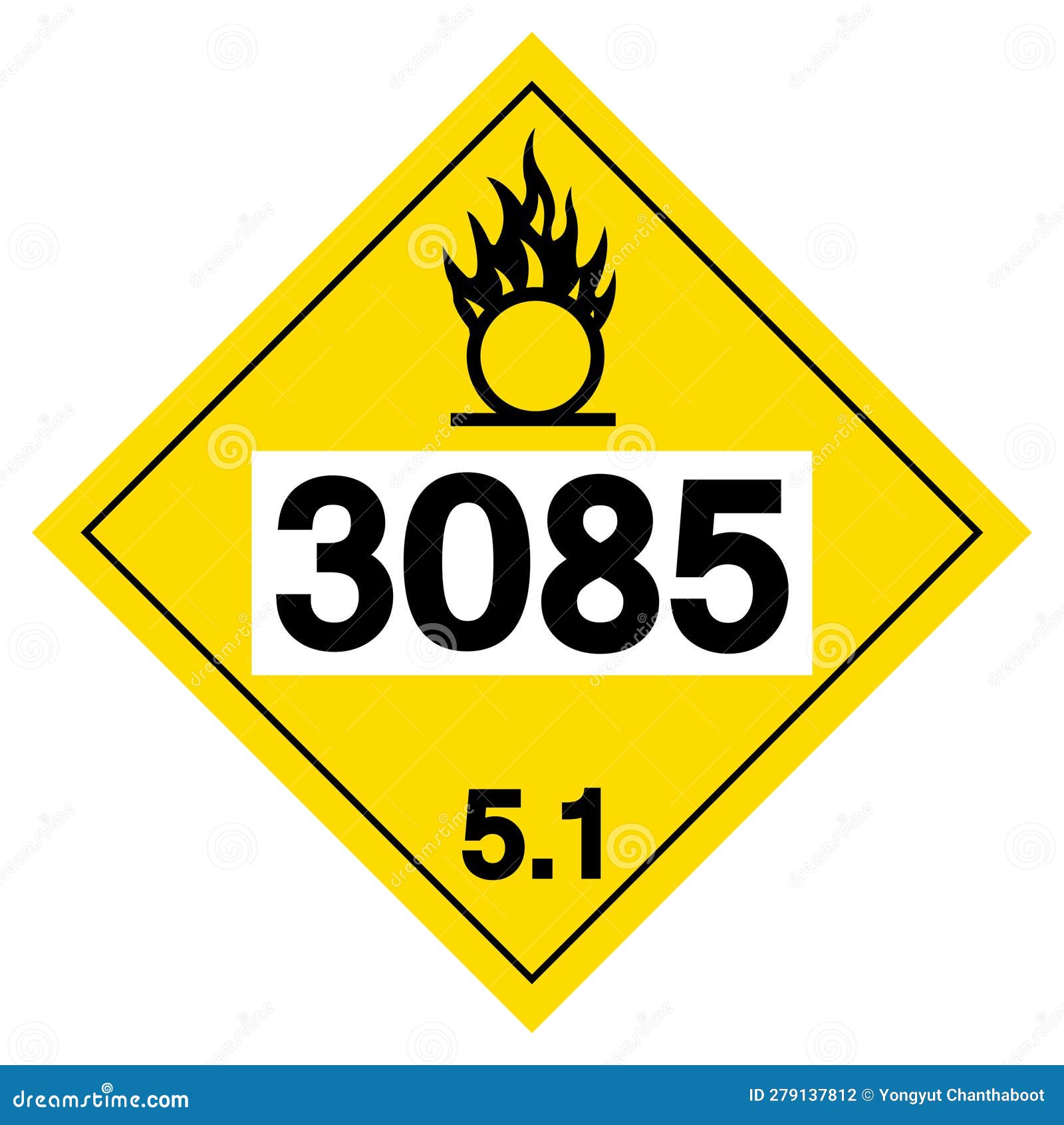 UN3085 Class 5.1 Oxidizing Solid Symbol Sign, Vector Illustration ...