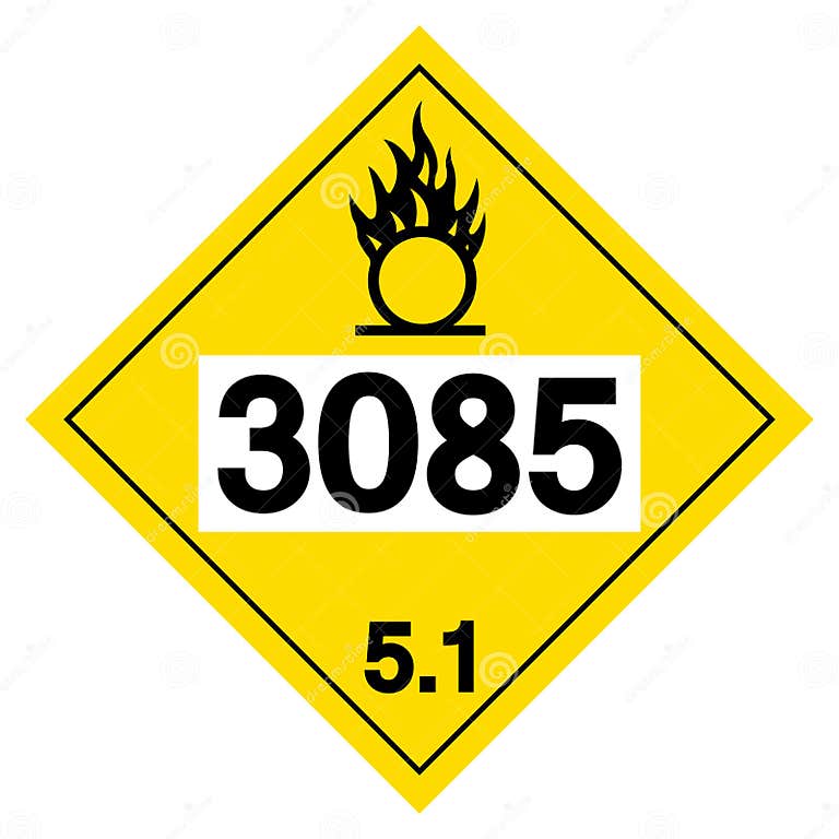 UN3085 Class 5.1 Oxidizing Solid Symbol Sign, Vector Illustration ...