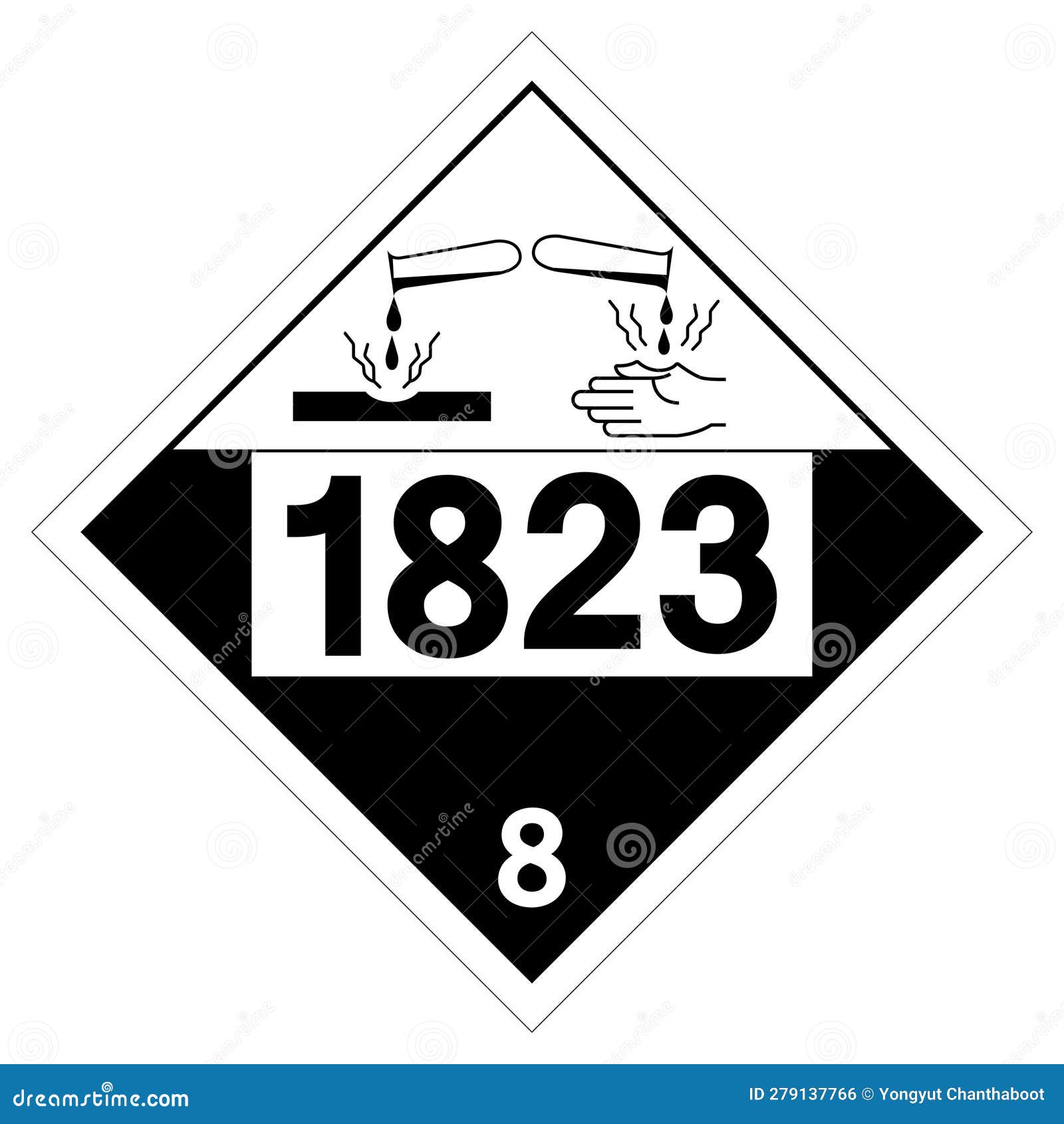 UN1823 Class 8 Sodium Hydroxide Symbol Sign, Vector Illustration ...