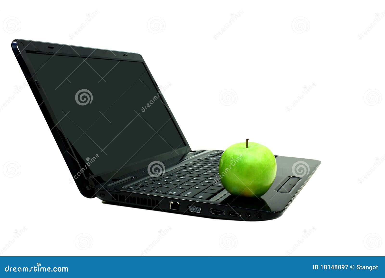 Un Computer Portatile E Una Mela Immagine Stock - Immagine di ufficio ...