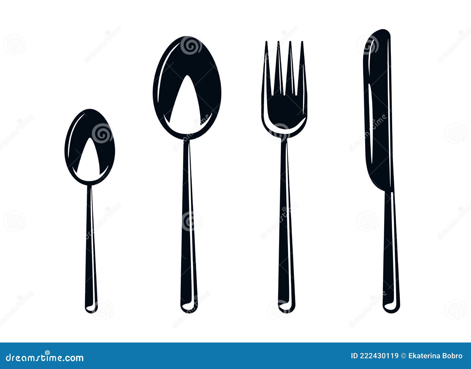 Un Conjunto De Cucharas Y Tenedores. Iconos De Vajilla O Cubiertos ... Un Conjunto De Cucharas Y Tenedores. Iconos De Vajilla O Cubiertos ...