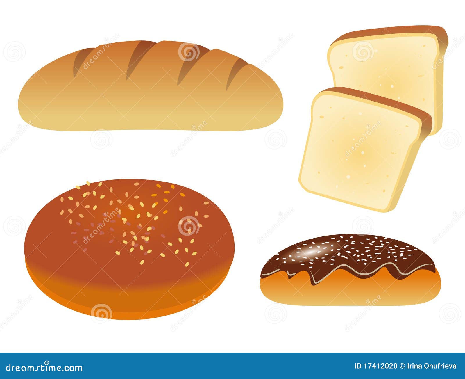 Un Conjunto De Iconos Con Pan Ilustración del Vector - Ilustración de ...