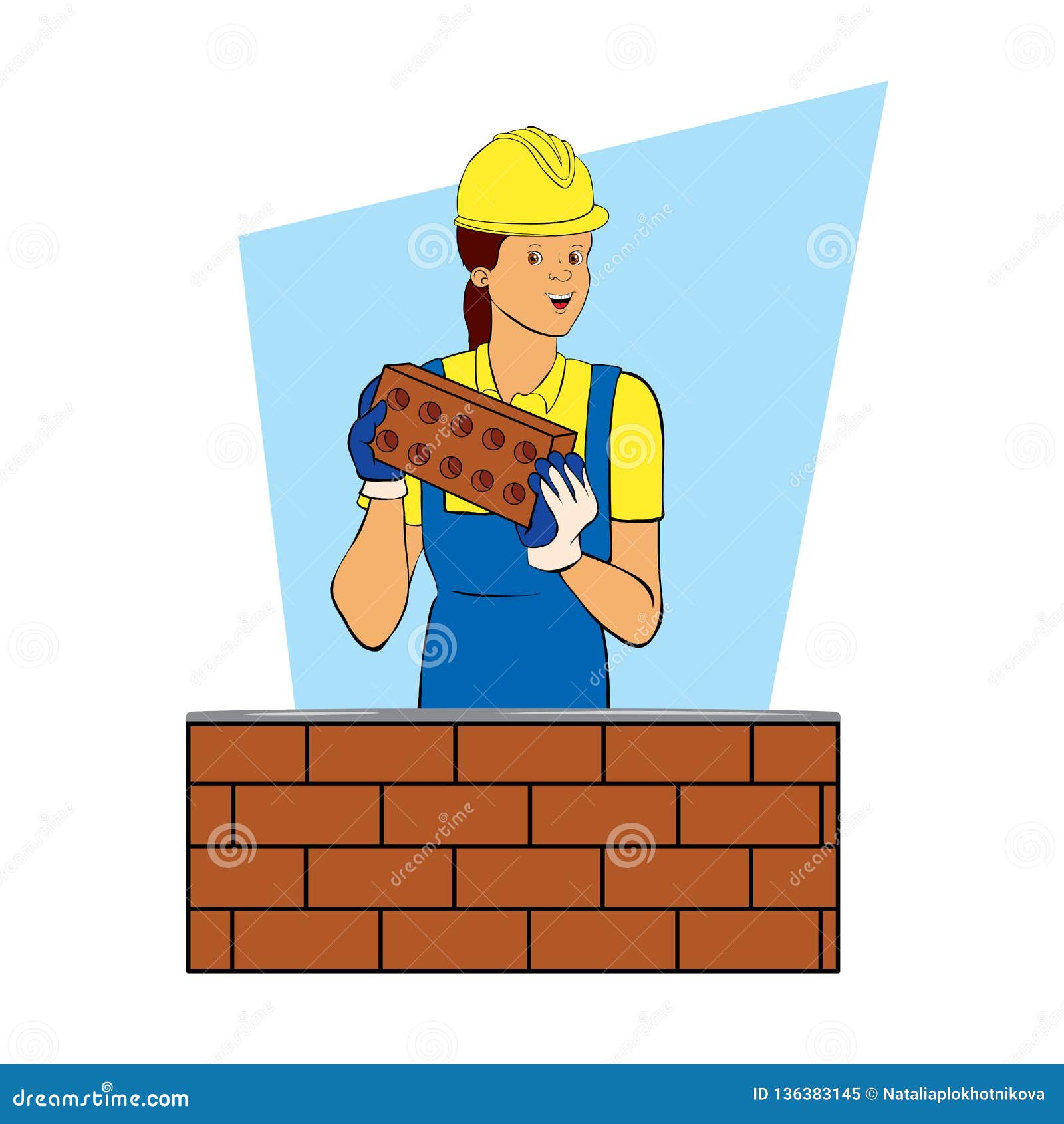 Un Constructor De Sexo Femenino Está Trabajando Como Albañil Personaje