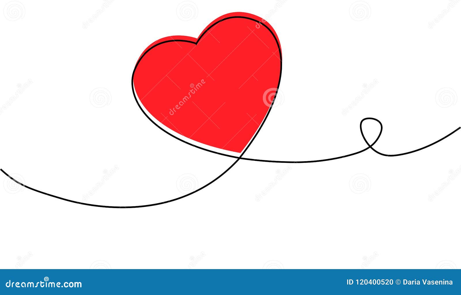 Un Dessin Au Trait Continu De Coeur Rouge Illustration de Vecteur ...