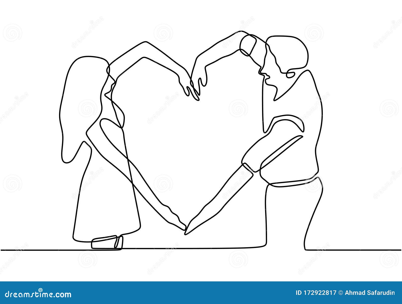 Un Dessin Au Trait Continu Des Couples Faisant à Aimer Le Signe De