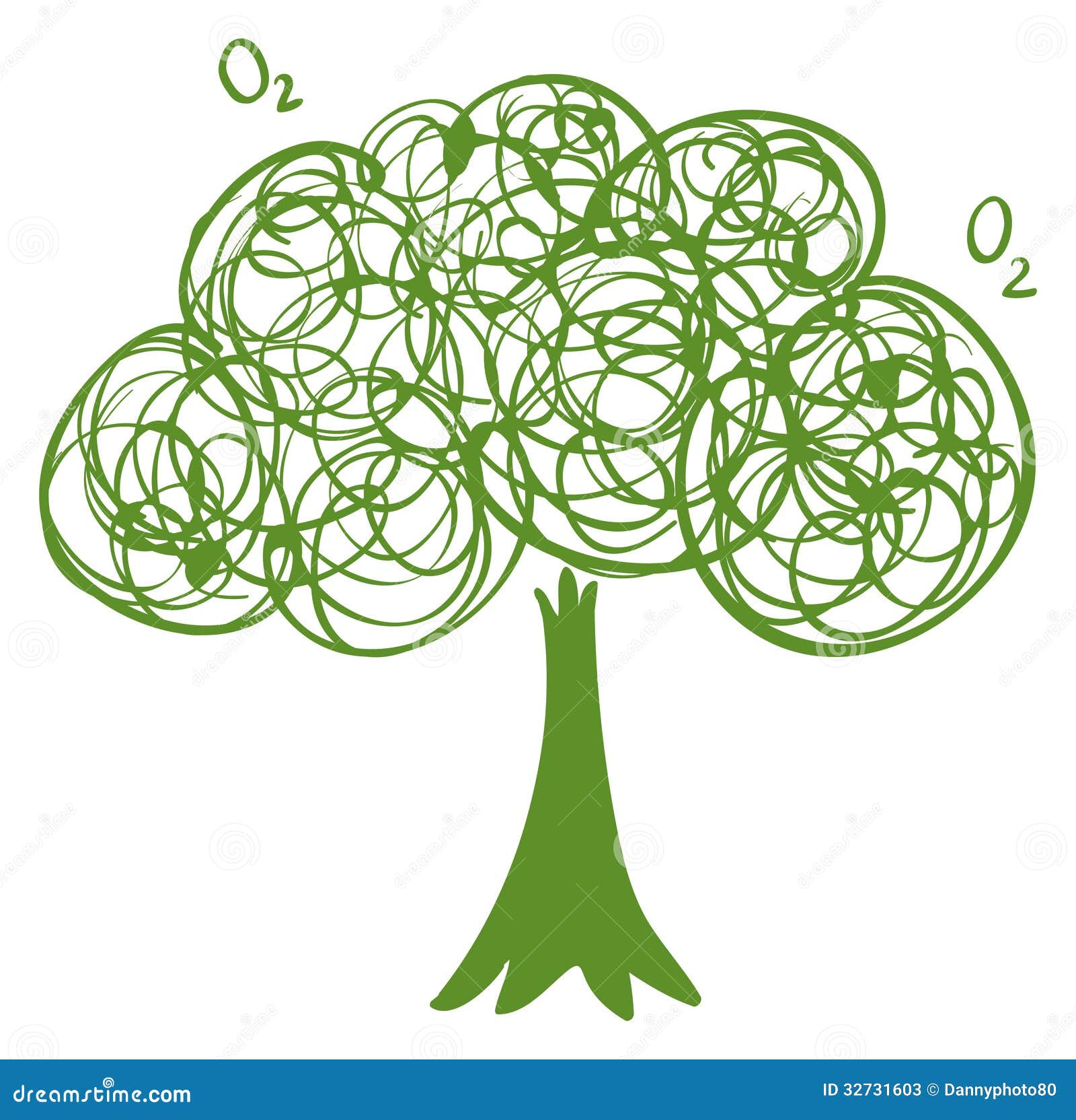 Un dessin d'un arbre vert illustration de vecteur. Illustration du ...
