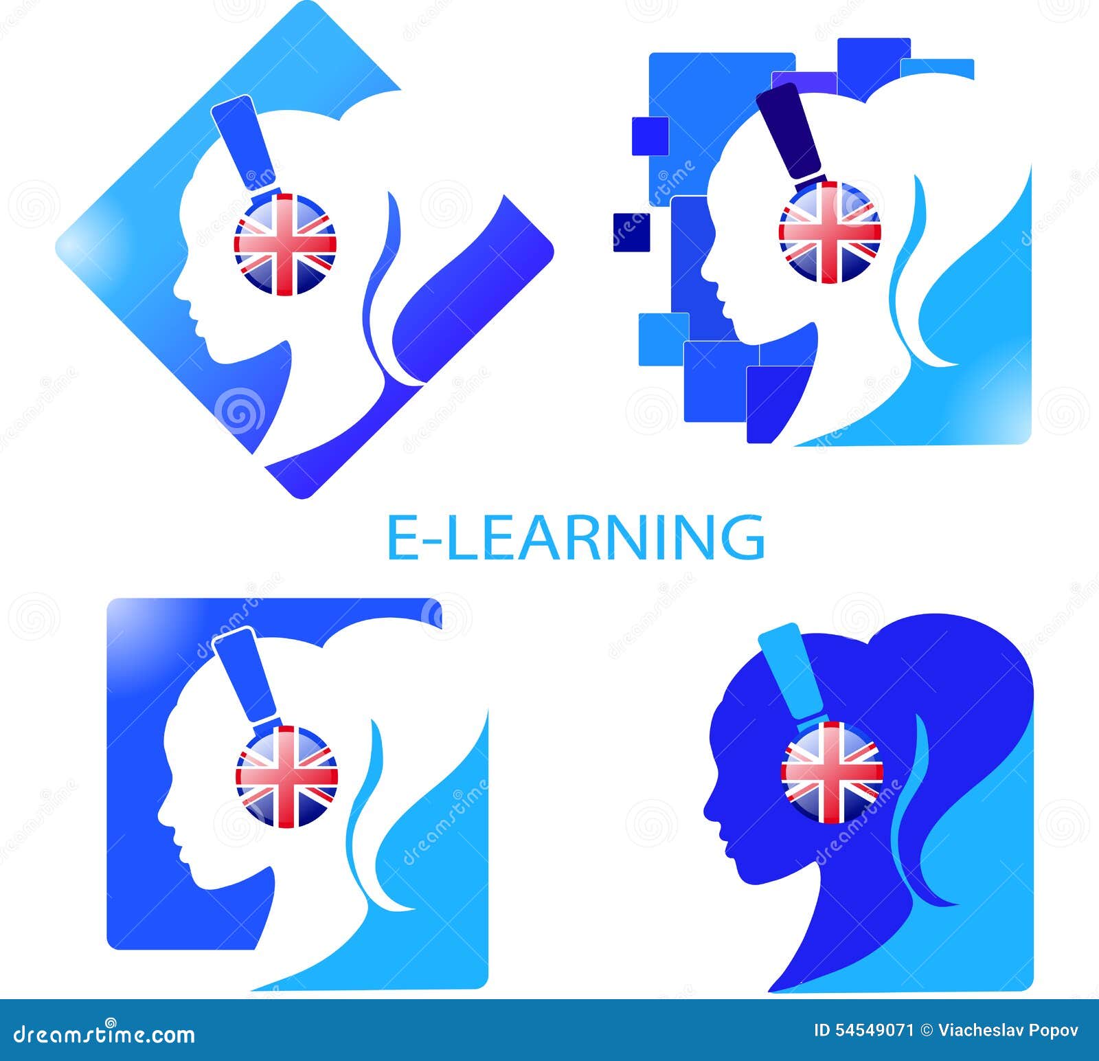 Un Ensemble D'apprentissage En Ligne De Logos Illustration Stock ...