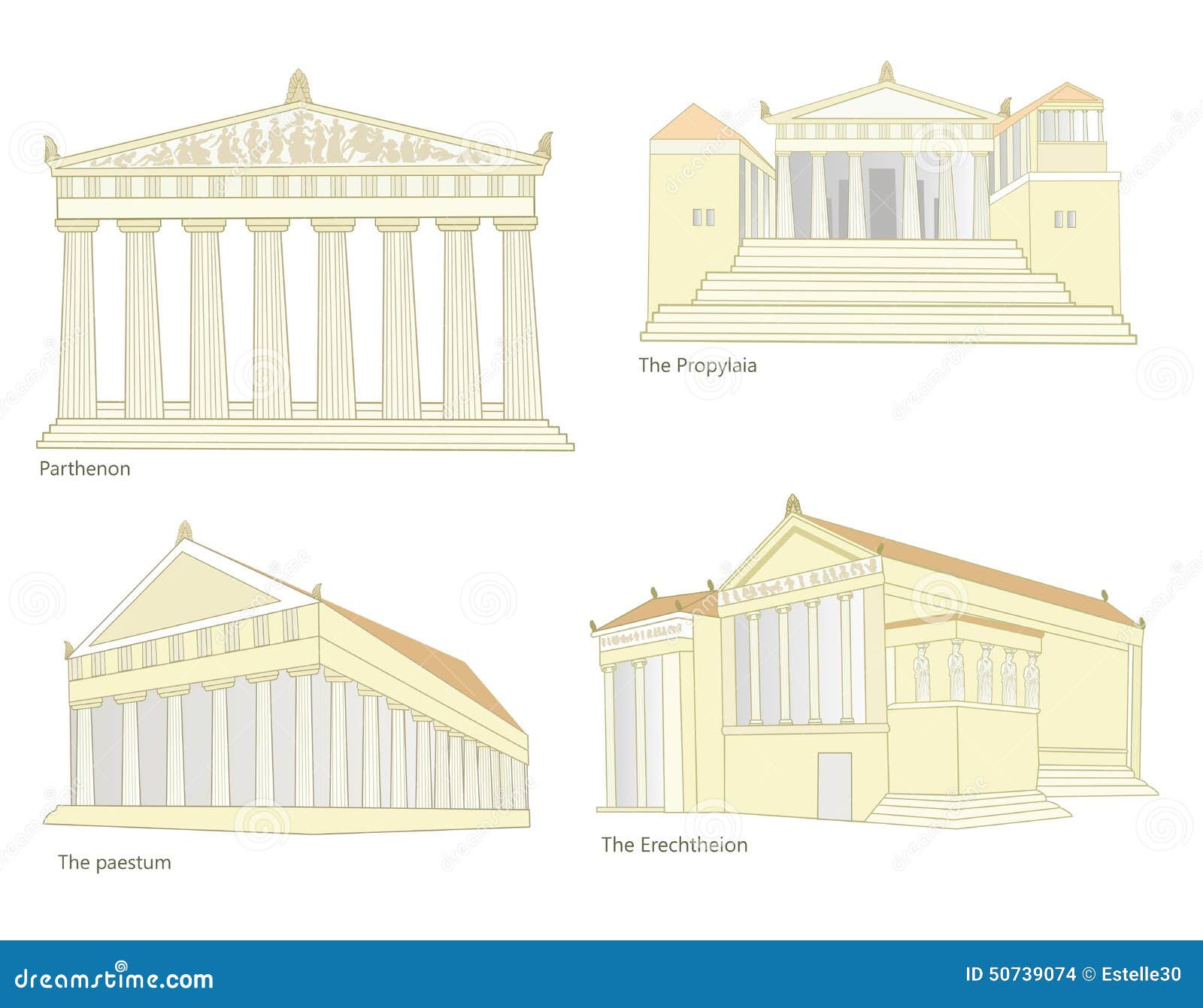 Un Ensemble De Temples Du Grec Ancien Illustration Stock - Illustration ...