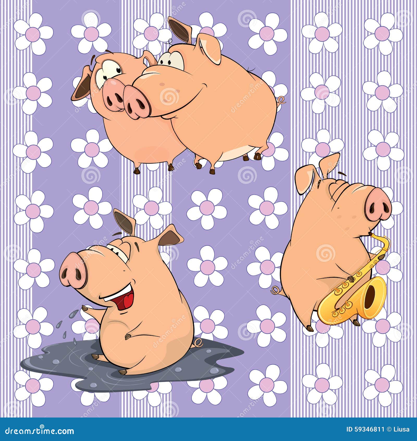 Un fond avec des porcs illustration de vecteur. Illustration du complet ...