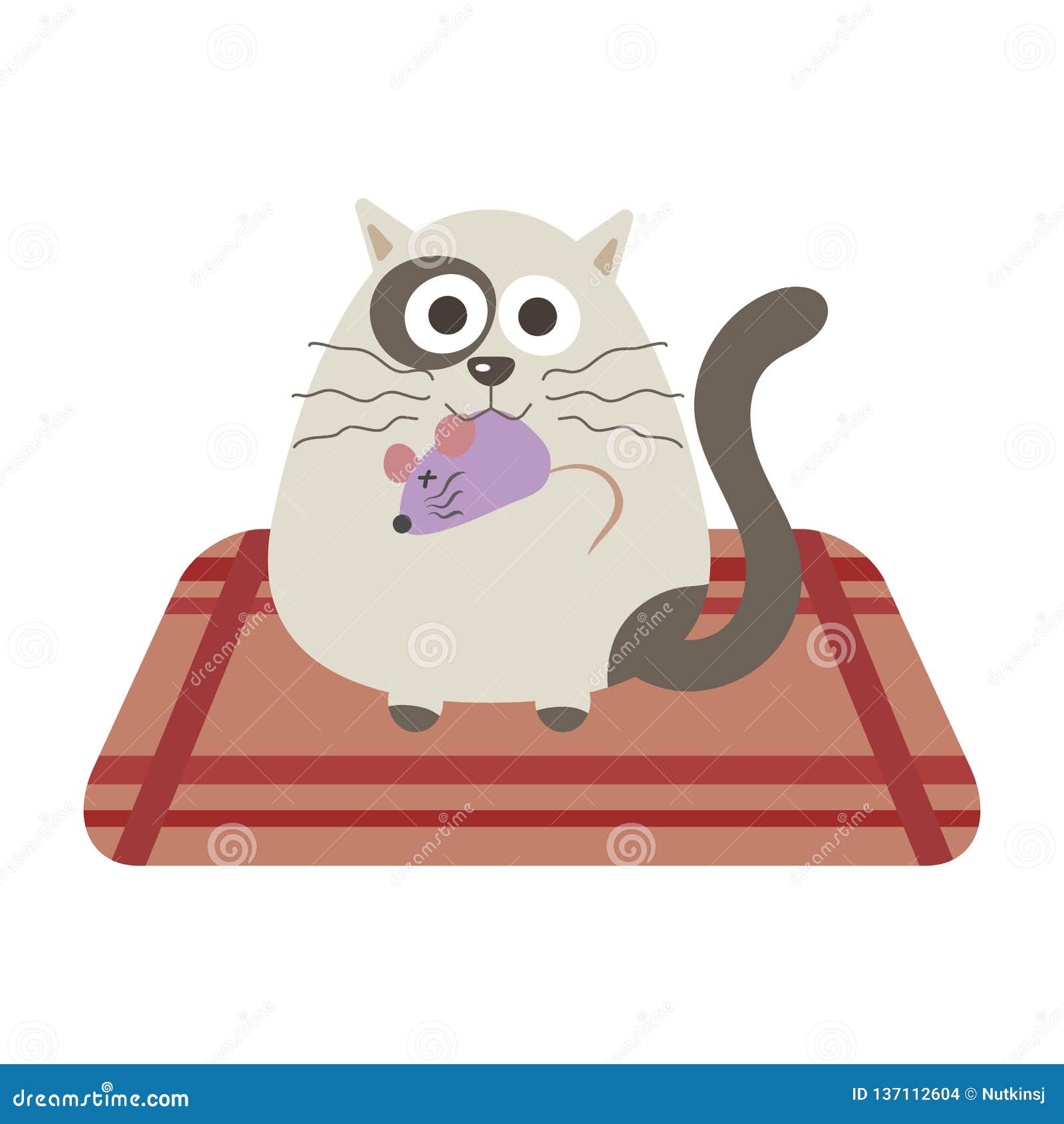 Un Gato Con Una Rata En Boca Ilustración del Vector - Ilustración de ...