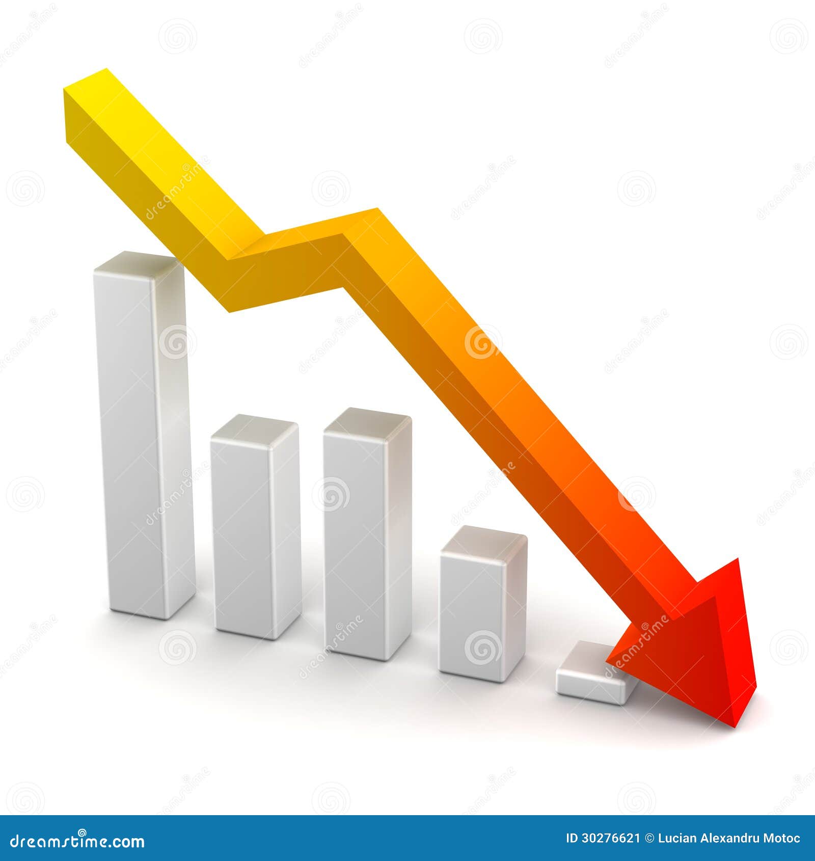 Barre Del Grafico Di Perdita Di Profitto E Freccia Discendente ...