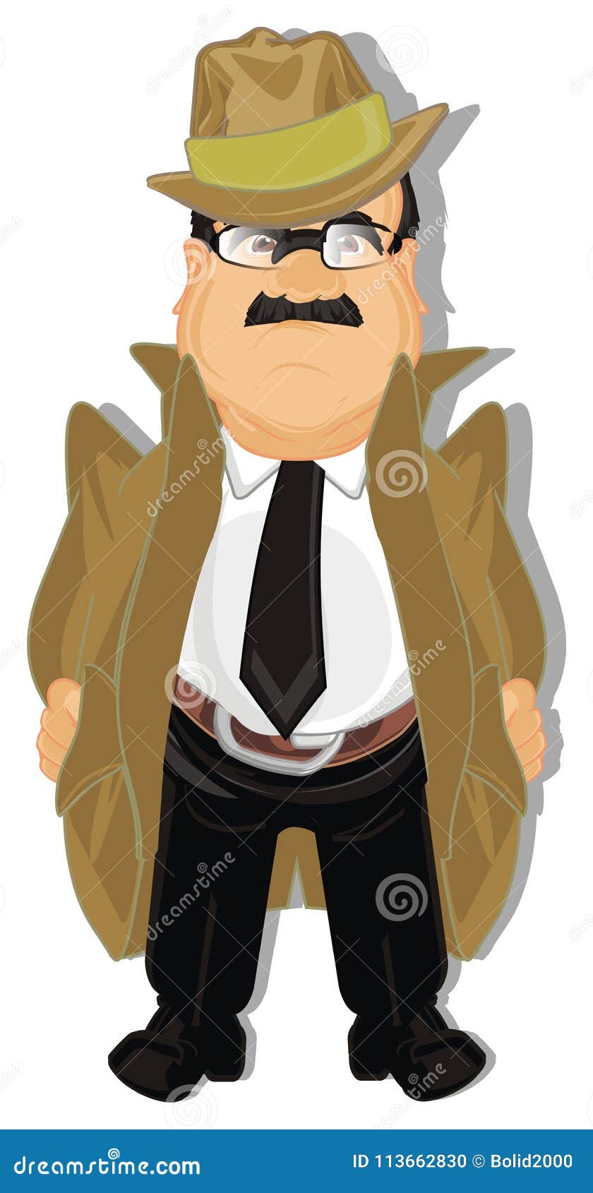 Detective and shadow stock illustration. Illustration of gray - 113662830