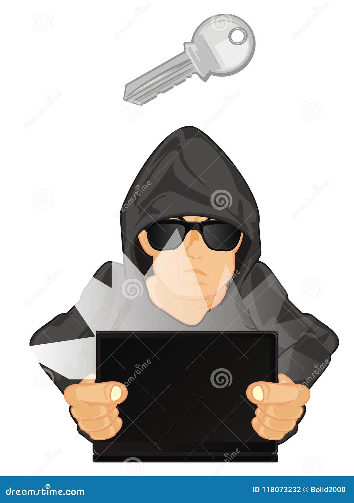 Hacker and large key stock illustration. Illustration of keyboard ...