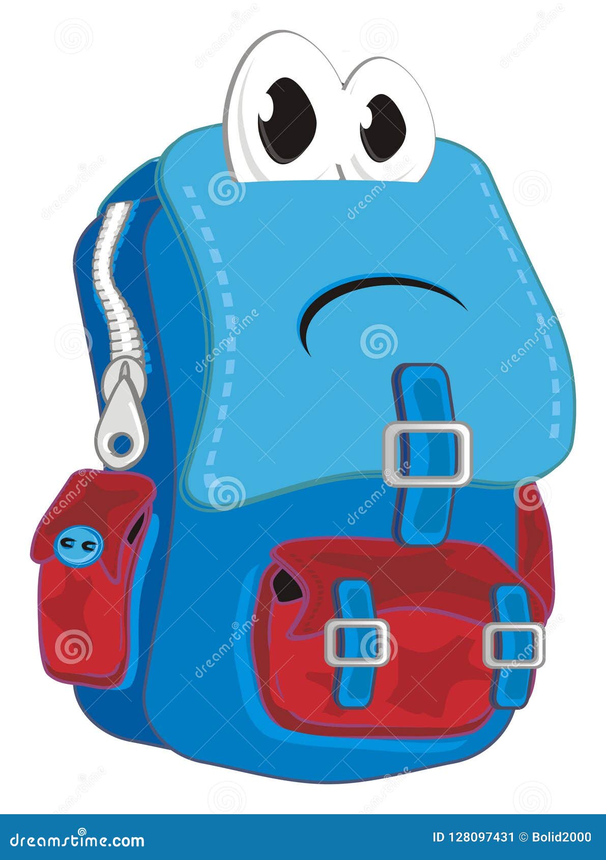 Sad school backpack stock illustration. Illustration of happy - 128097431