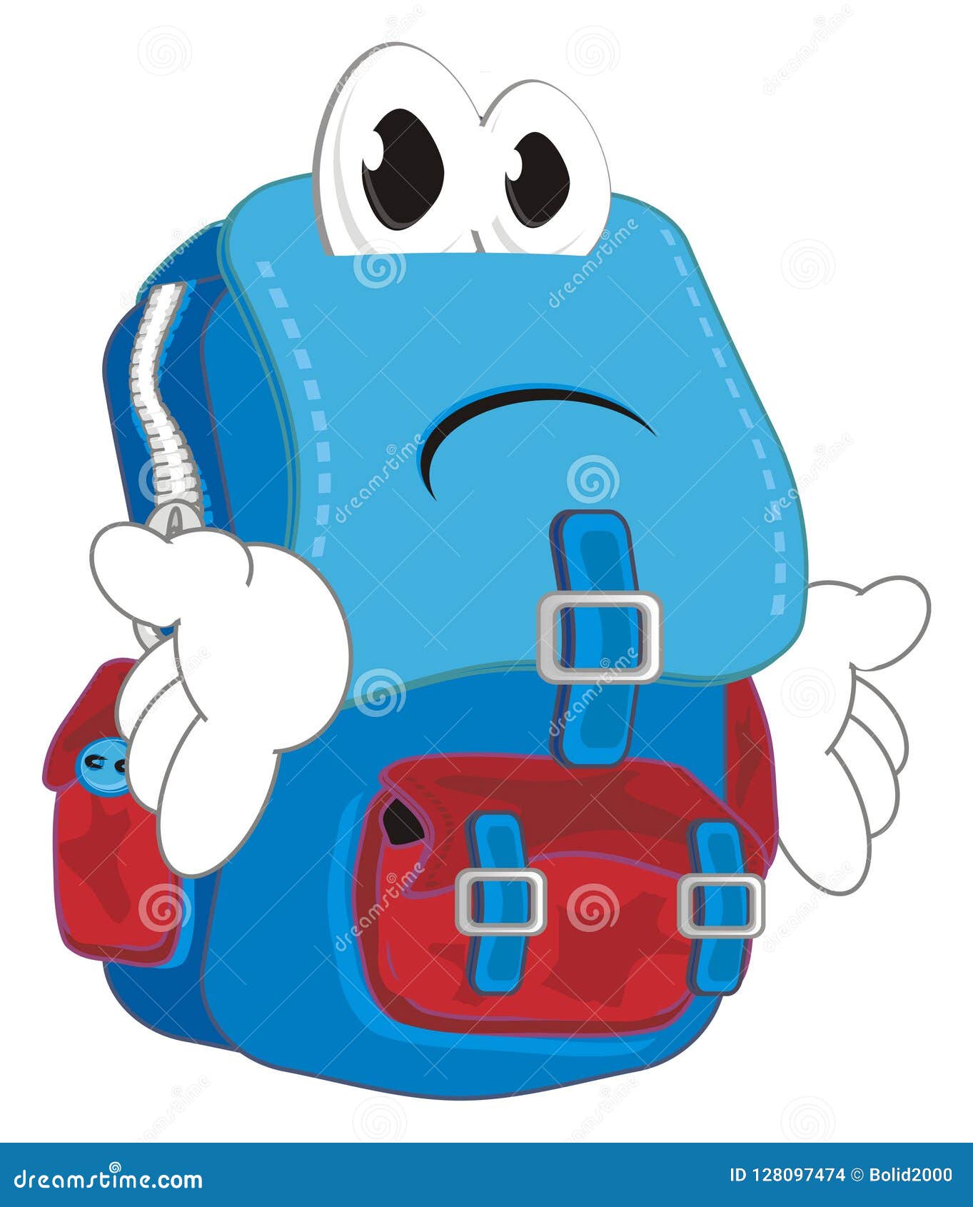 Sad backpack with hands stock illustration. Illustration of vacation ...