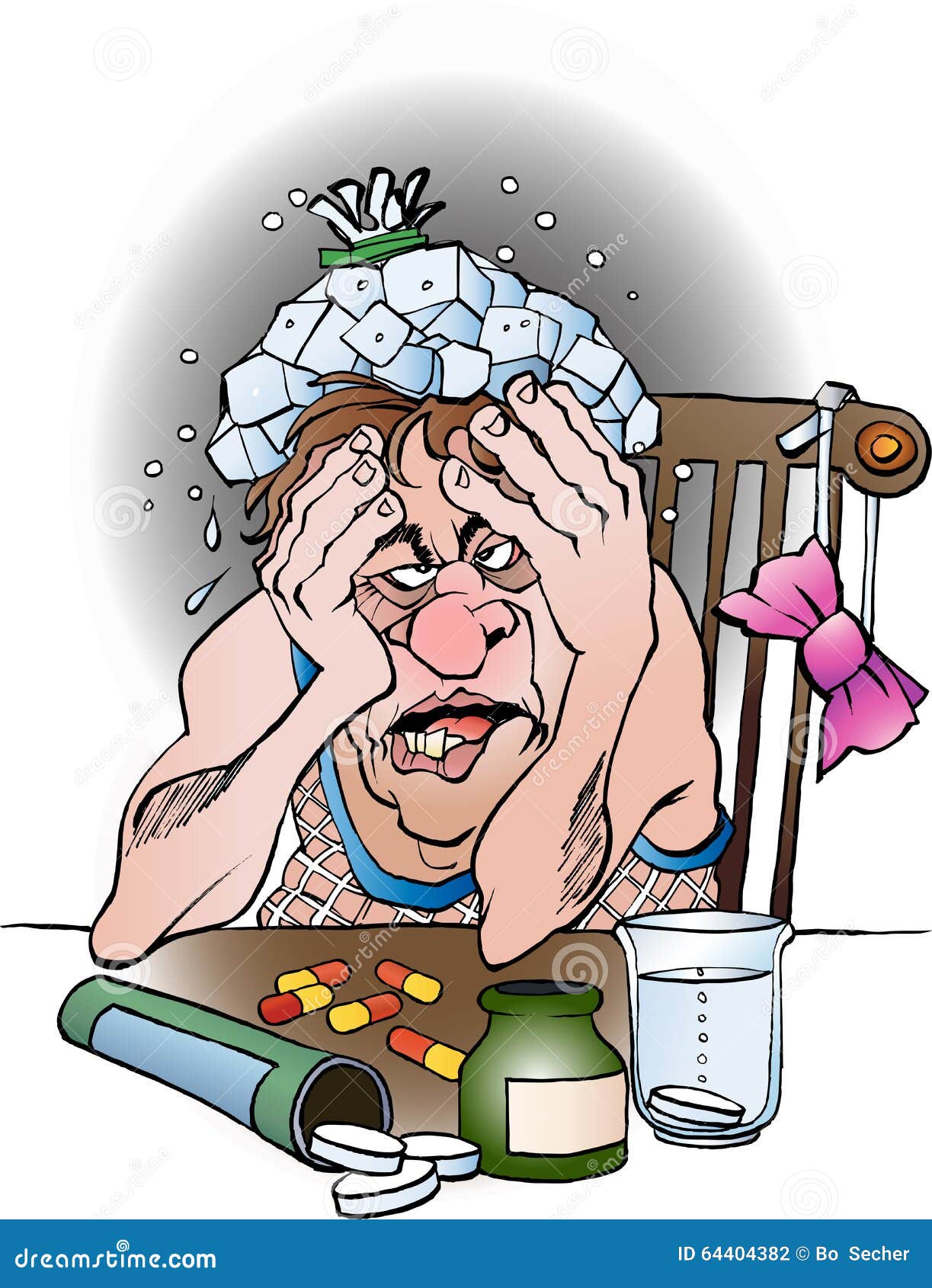 Un hombre con resaca ilustración del vector. Ilustración de historieta ...