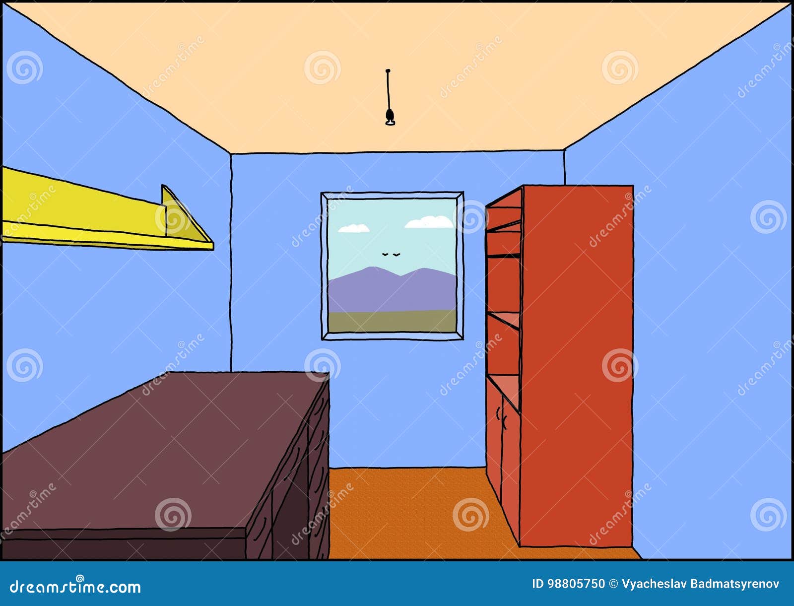 Un interior de un cuarto stock de ilustración. Ilustración de muebles ...