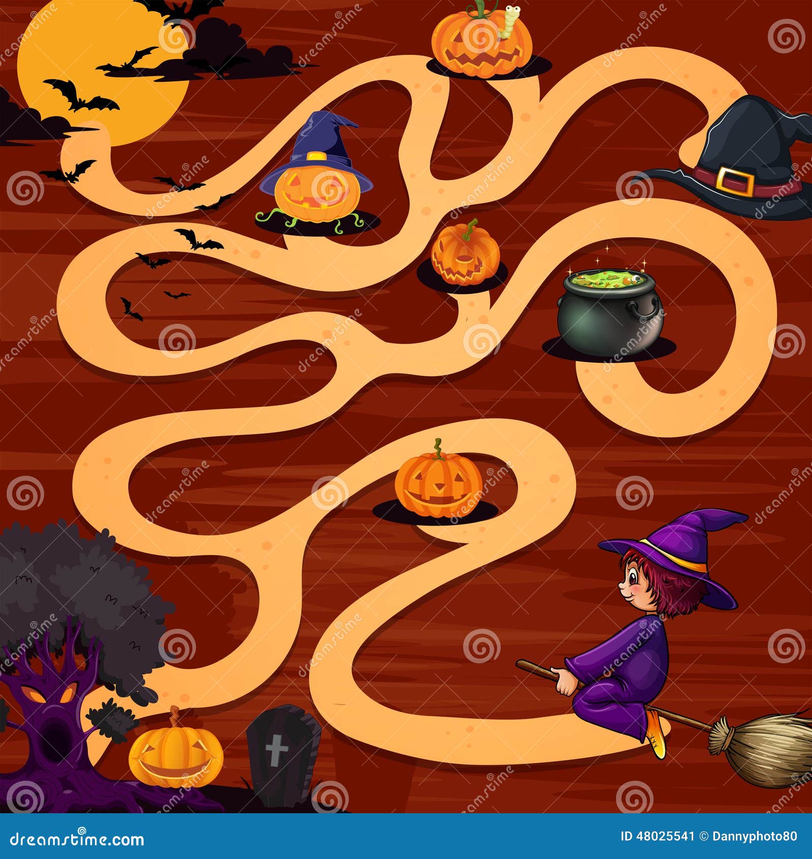 Un Jeu De Labyrinthe De Halloween Illustration Stock - Illustration du ...