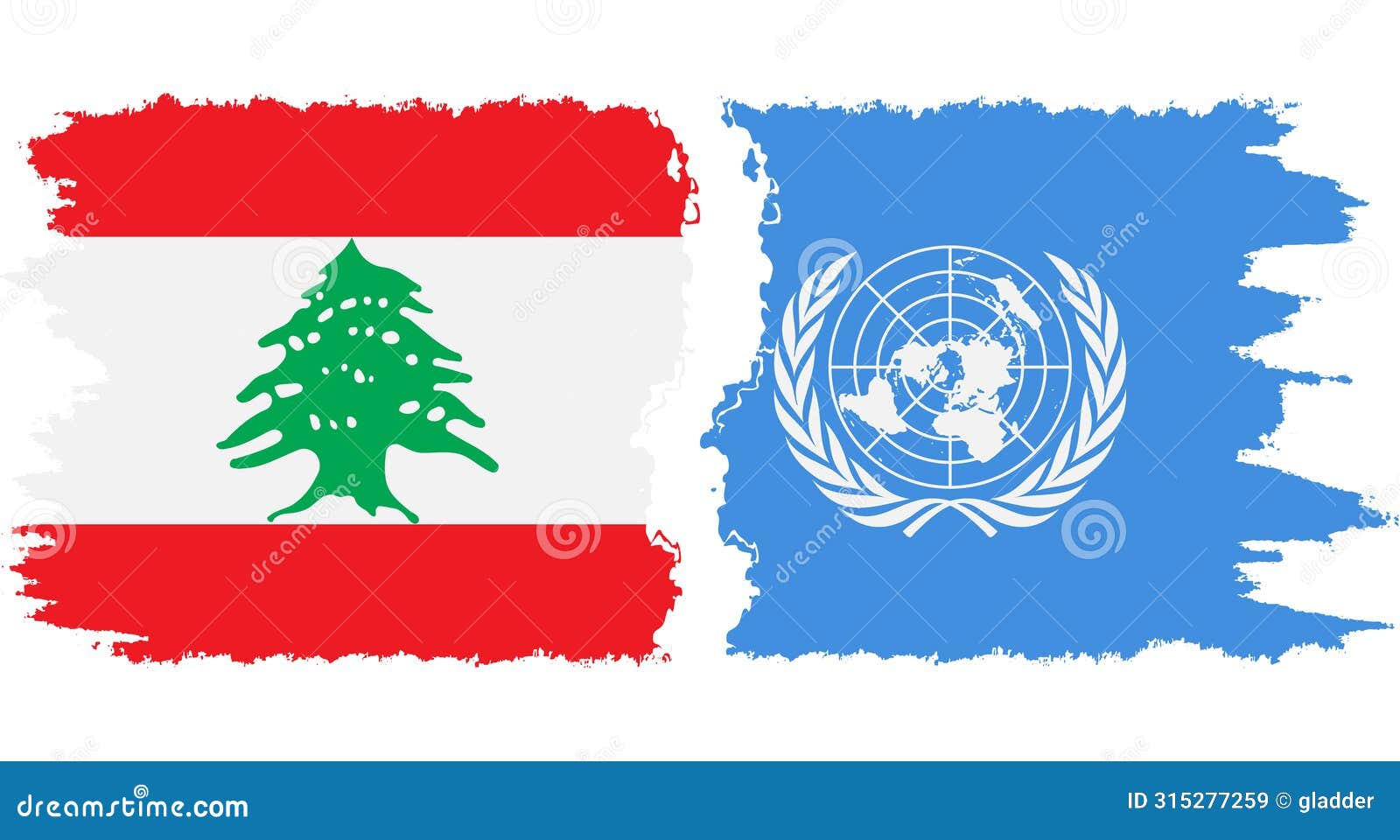 UN and Lebanon Grunge Flags Connection Vector Stock Vector ...