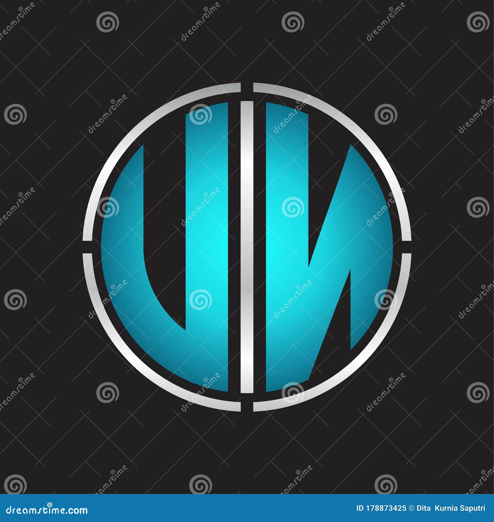 UN Logo Initial with Circle Line Cut Design Template on Blue Colors ...