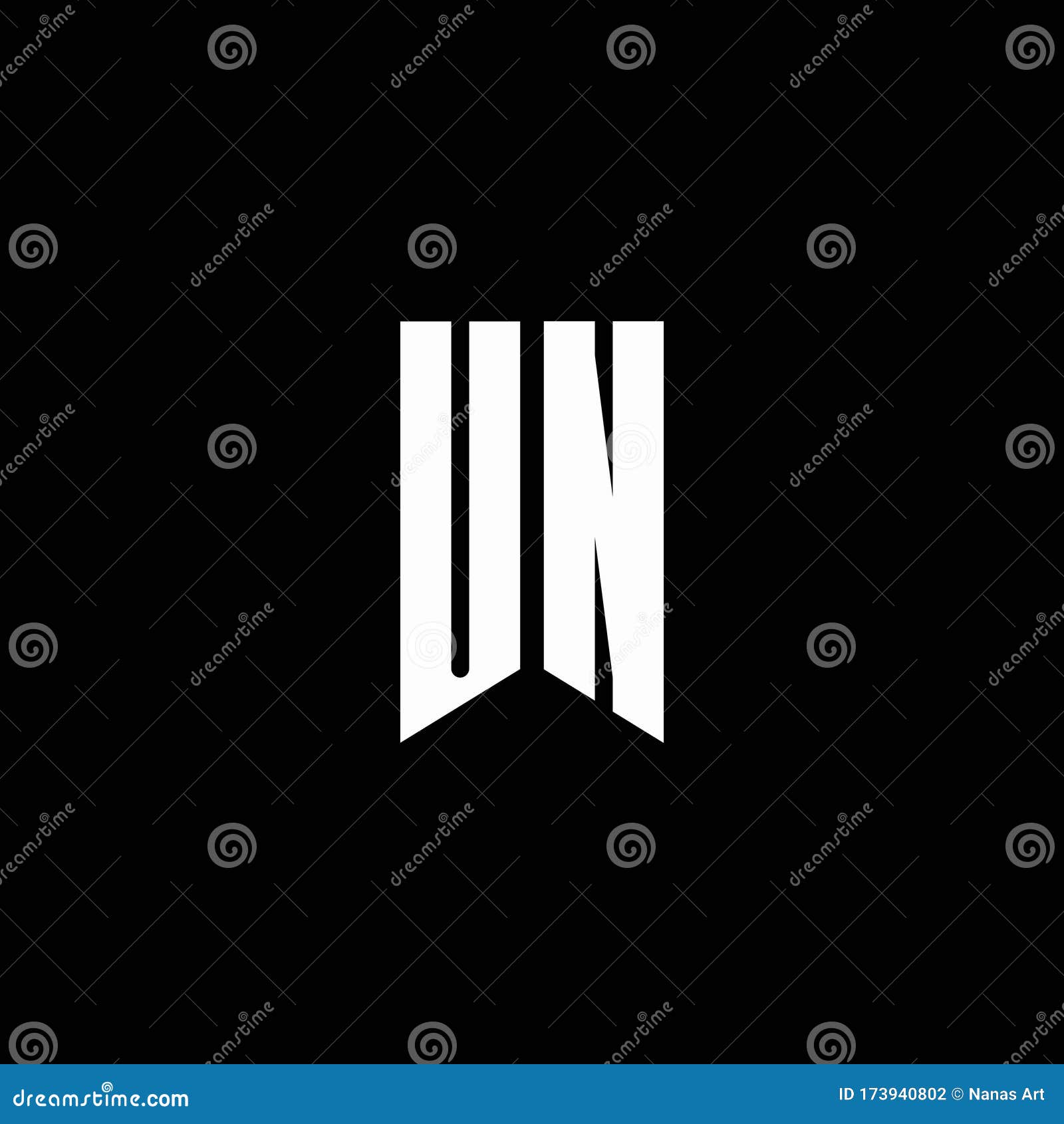 UN Logo Monogram with Emblem Style Isolated on Black Background Stock ...