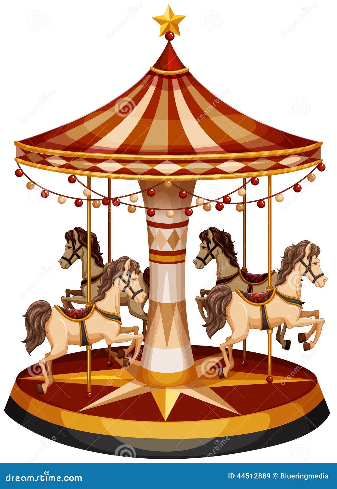 Un Manège Avec Les Chevaux Bruns Illustration de Vecteur - Illustration ...