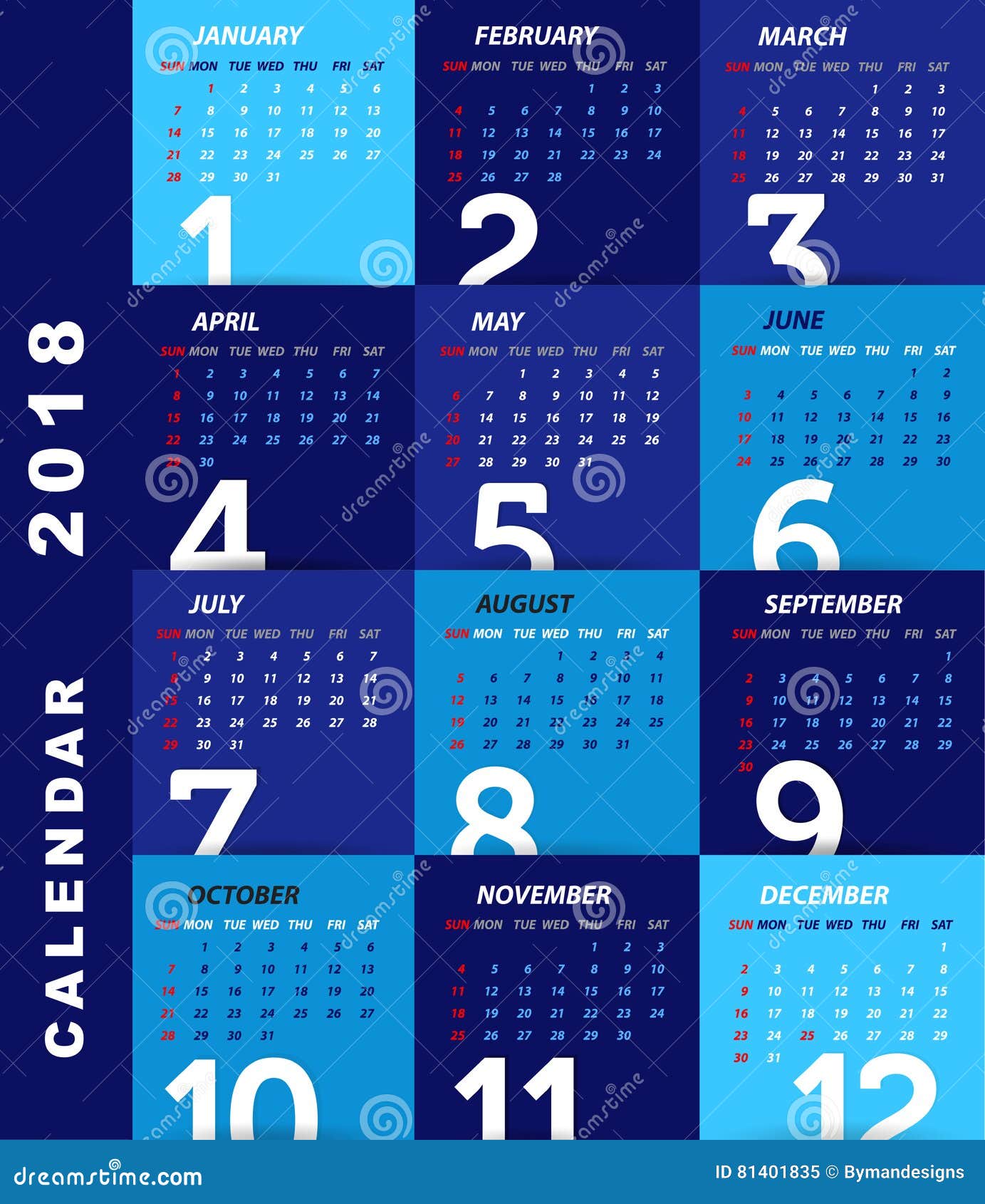 Un Modello Di 2018 Calendari, Progettazione Moderna Illustrazione ...