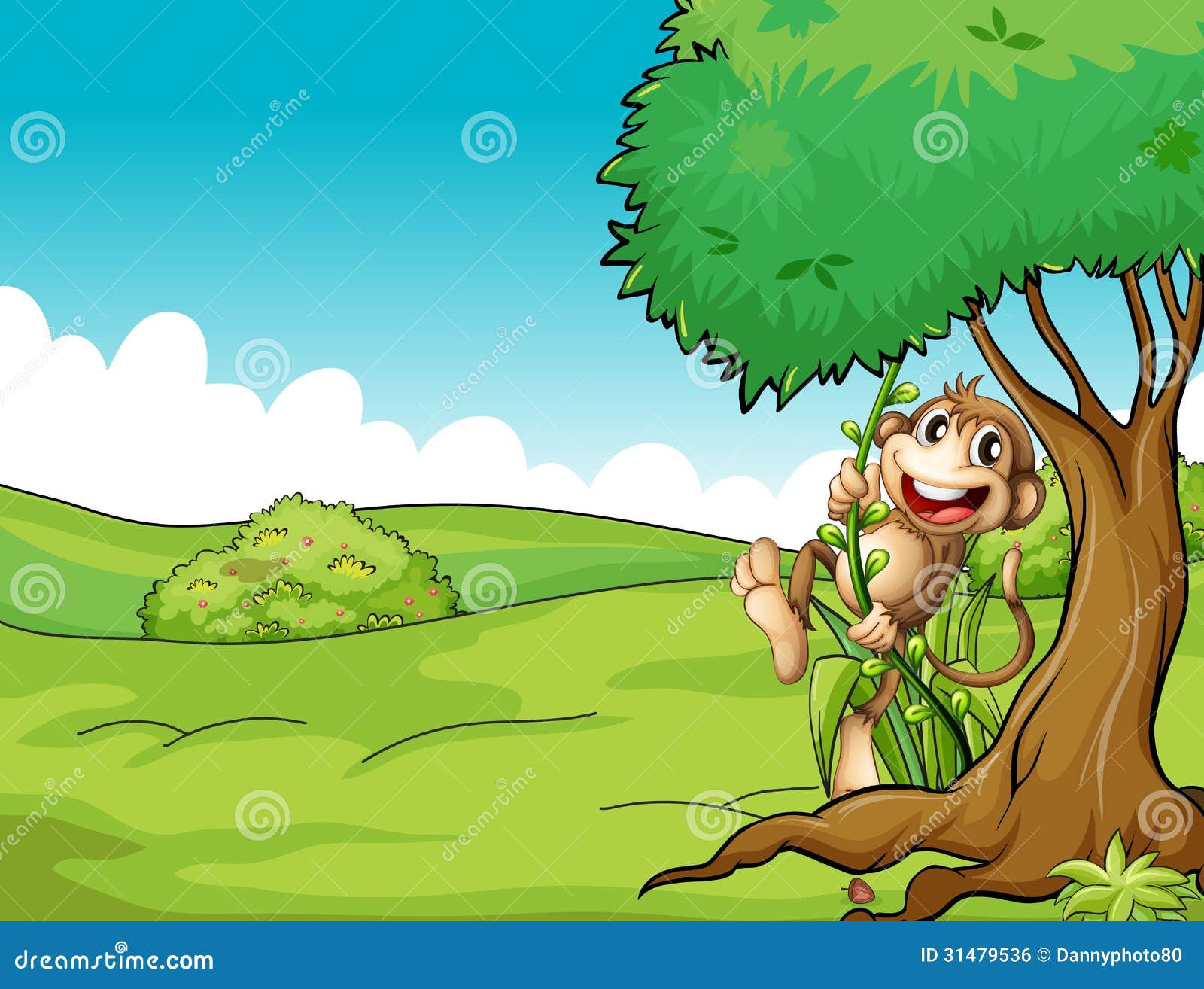 Un mono muy feliz ilustración del vector. Ilustración de cola - 31479536