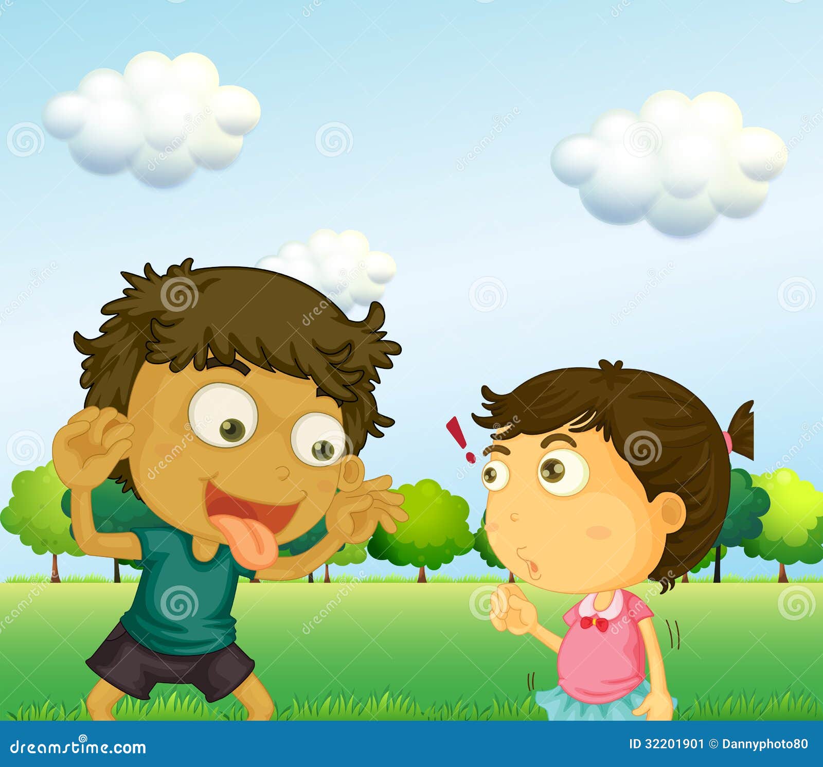 Un Muchacho Que Molesta a Una Niña Ilustración del Vector - Ilustración ...