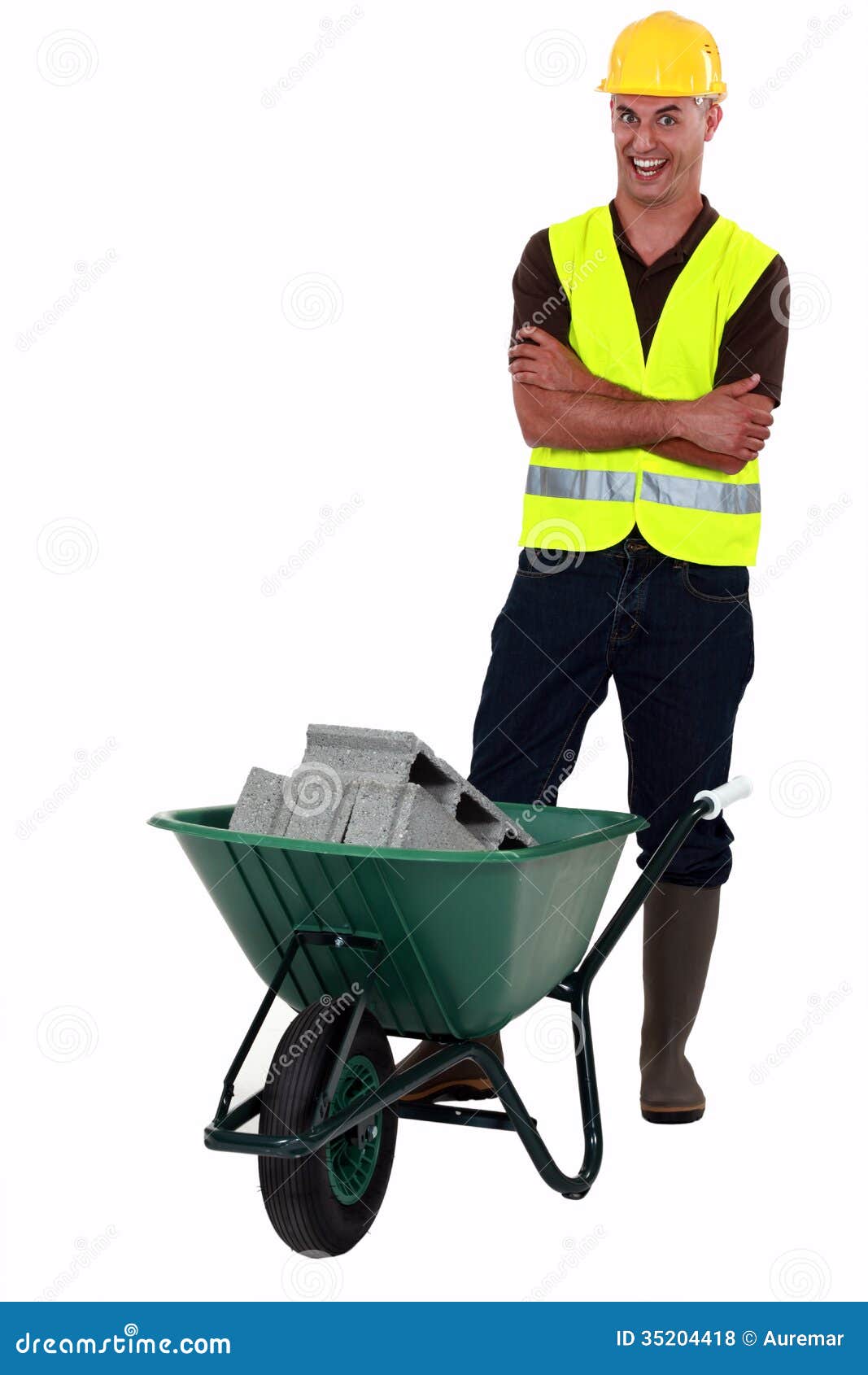 Un Muratore Con Una Carriola. Fotografia Stock - Immagine di lavorare ...