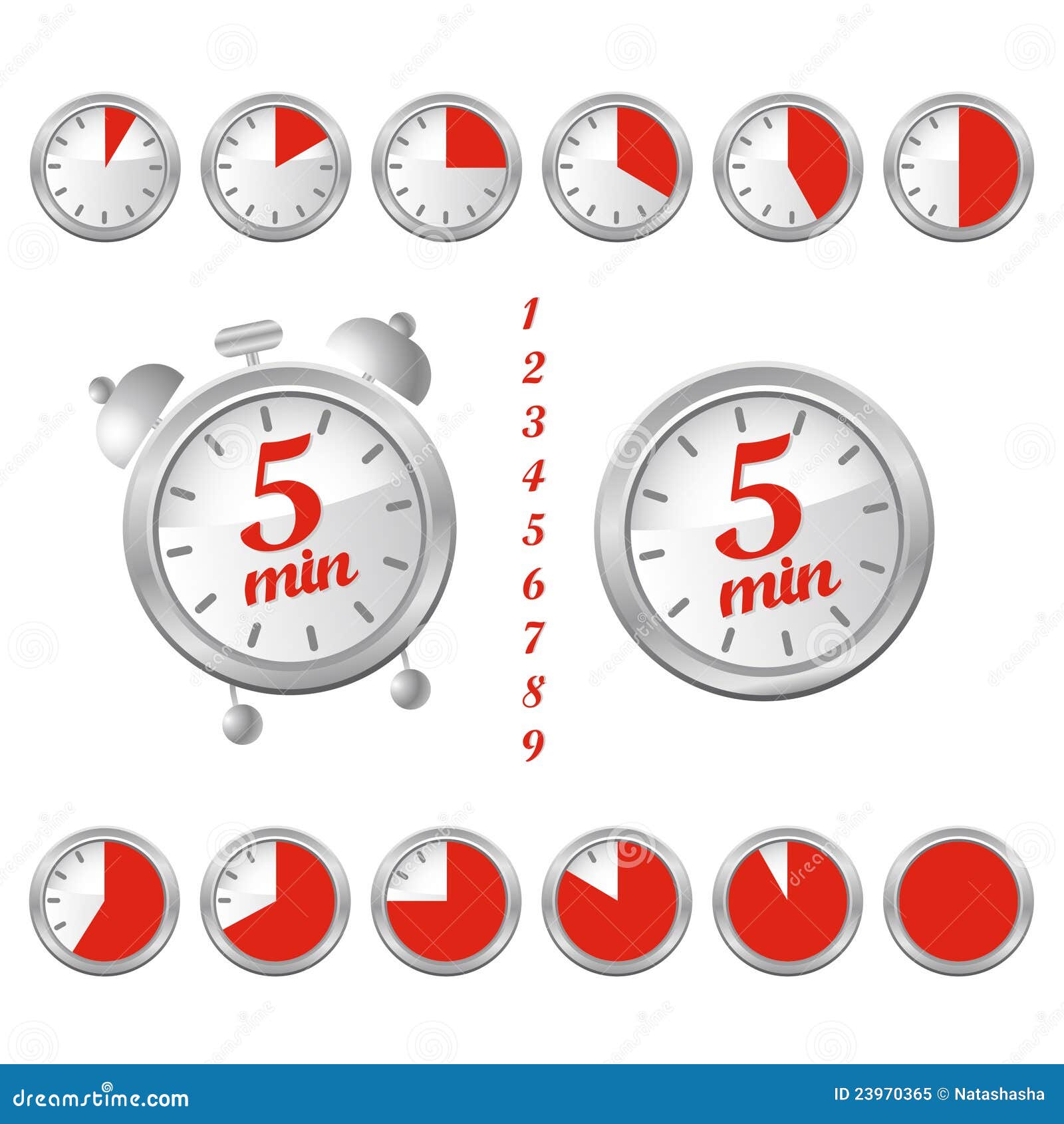 Un orologio di 5 minuti illustrazione vettoriale. Illustrazione di ...