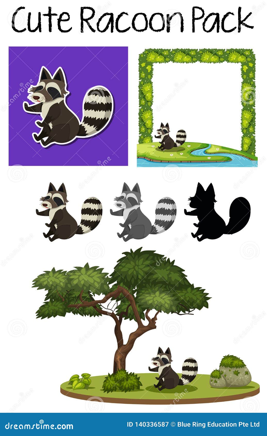 Un Paquete Del Mapache Lindo Ilustración del Vector - Ilustración de ...