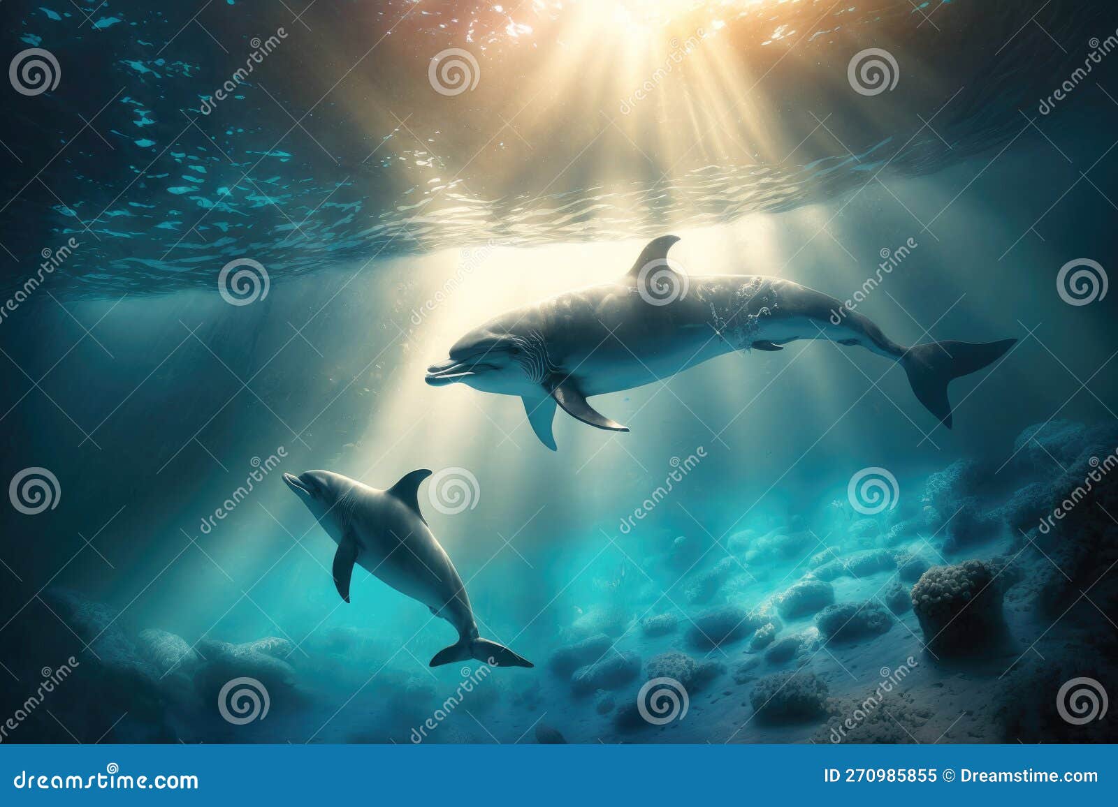 Un Par De Delfines Azules Nadando Bajo El Agua. Fondo De Pantalla De ... Un Par De Delfines Azules Nadando Bajo El Agua. Fondo De Pantalla De ...